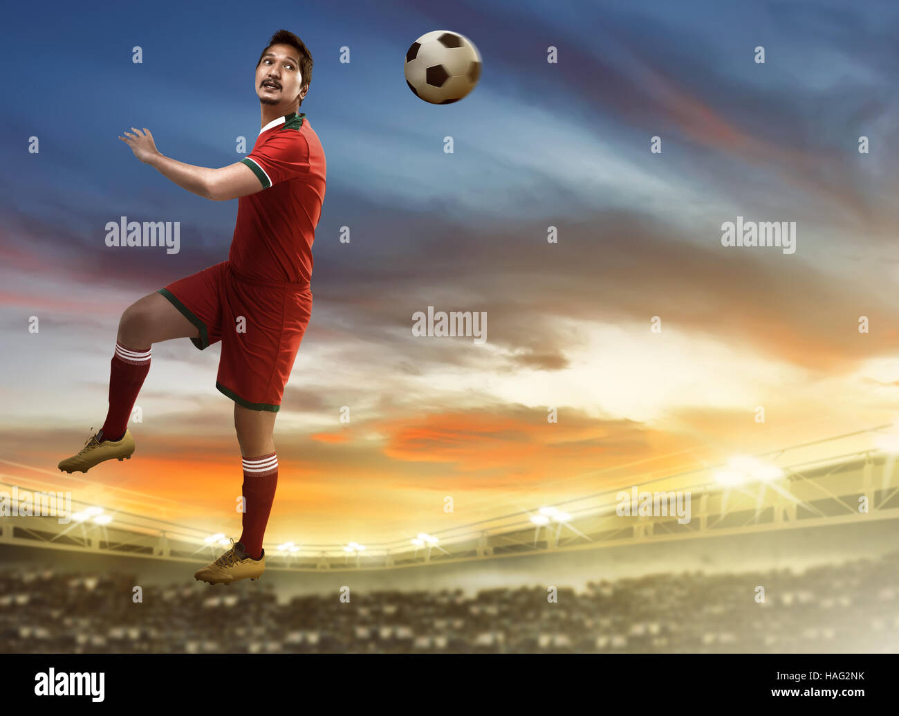 Professional Football Player Header Ball High Resolution Stock ...