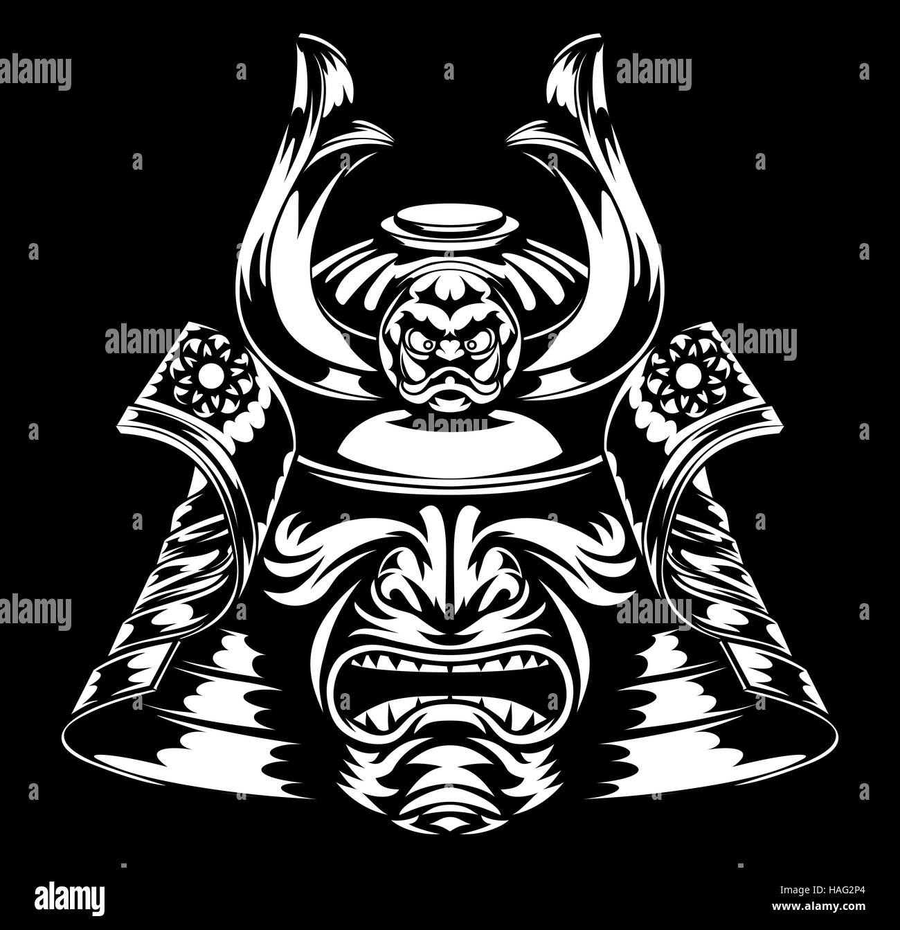 Samurai mask japanese warrior Black and White Stock Photos & Images - Alamy