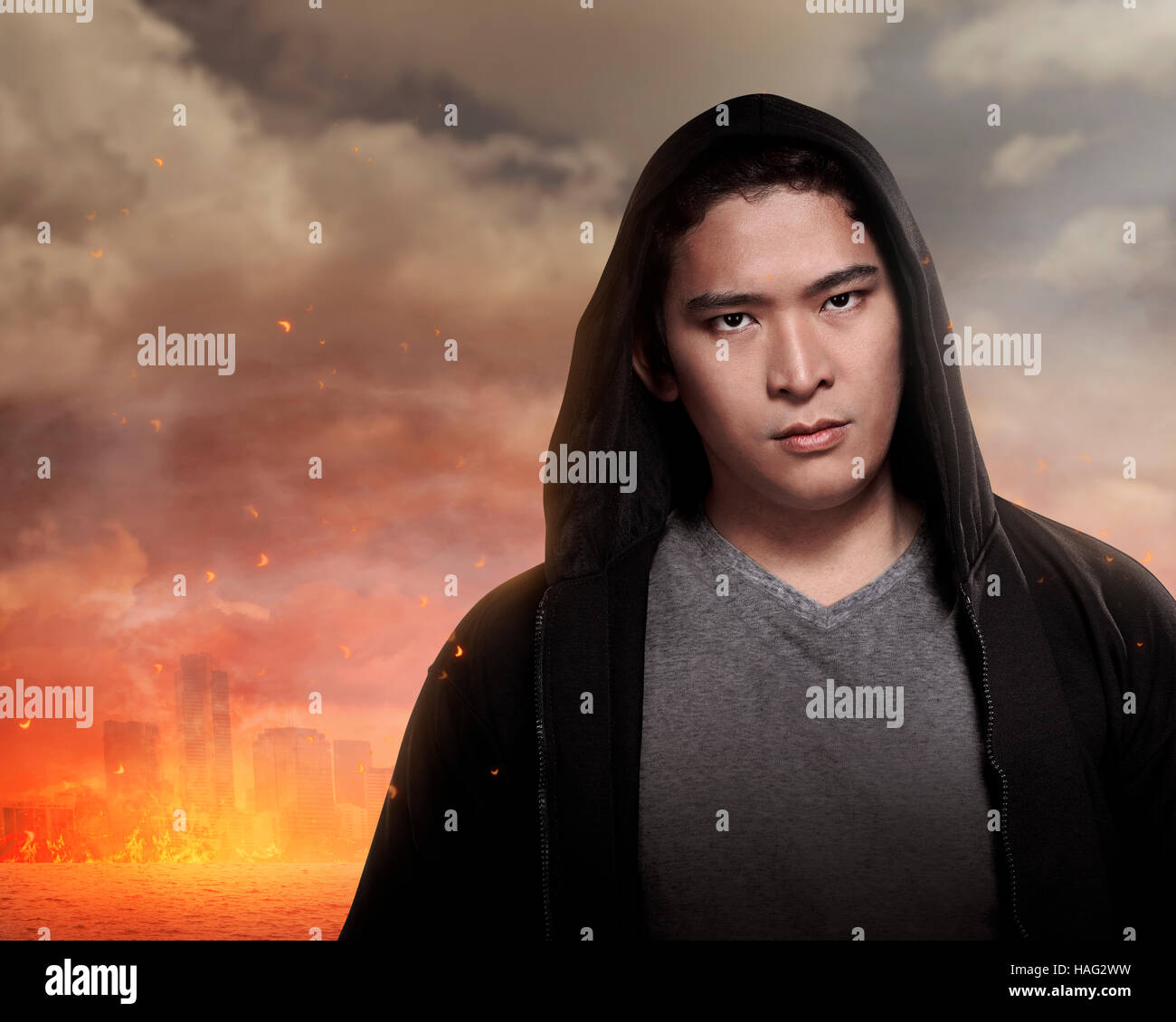 Hacker wearing hoodie shirt. Security concept image Stock Photo - Alamy