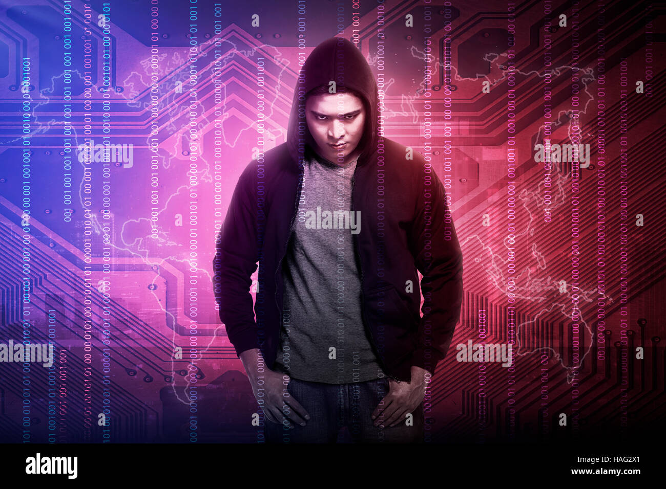 Hacker wearing hoodie shirt. Security concept image Stock Photo - Alamy
