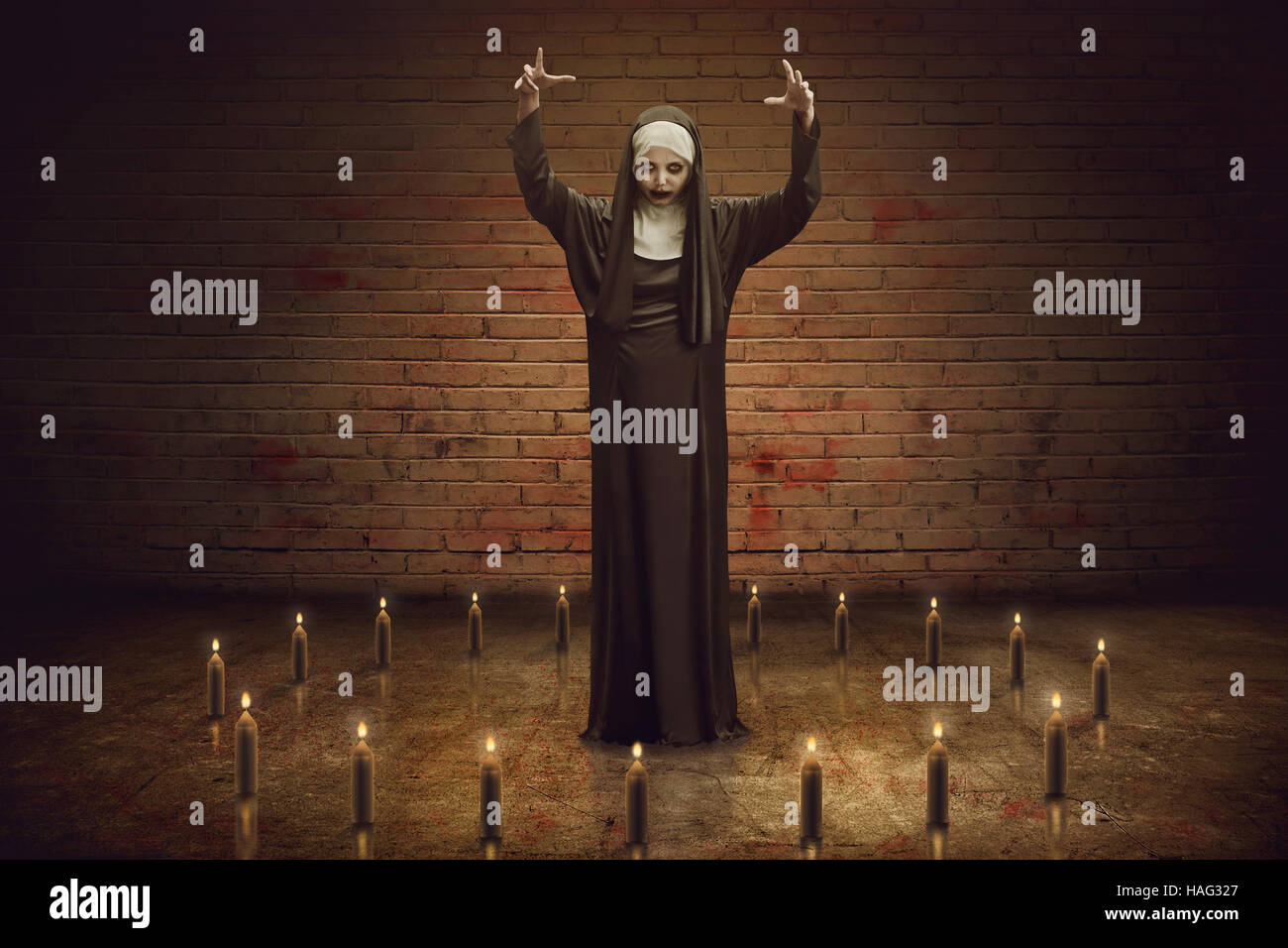 Scary devil nun for halloween concept image Stock Photo - Alamy