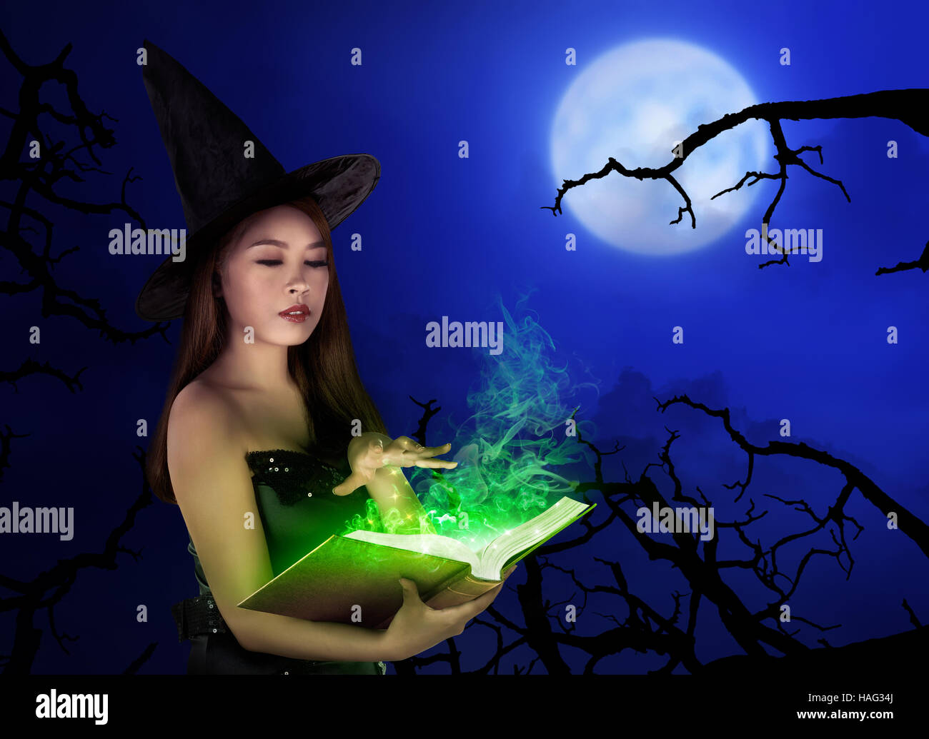 Asian witch woman casting spell hi-res stock photography and images - Alamy