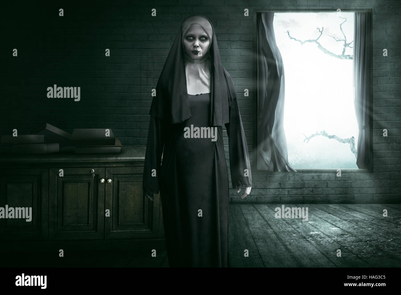 Scary devil nun for halloween concept image Stock Photo - Alamy