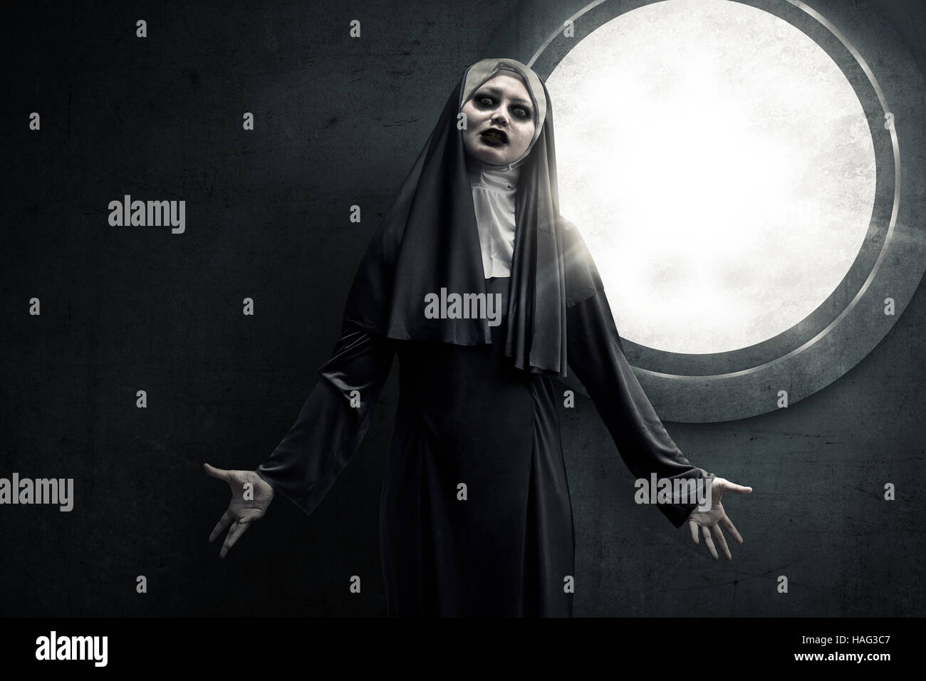 Scary devil nun for halloween concept image Stock Photo - Alamy