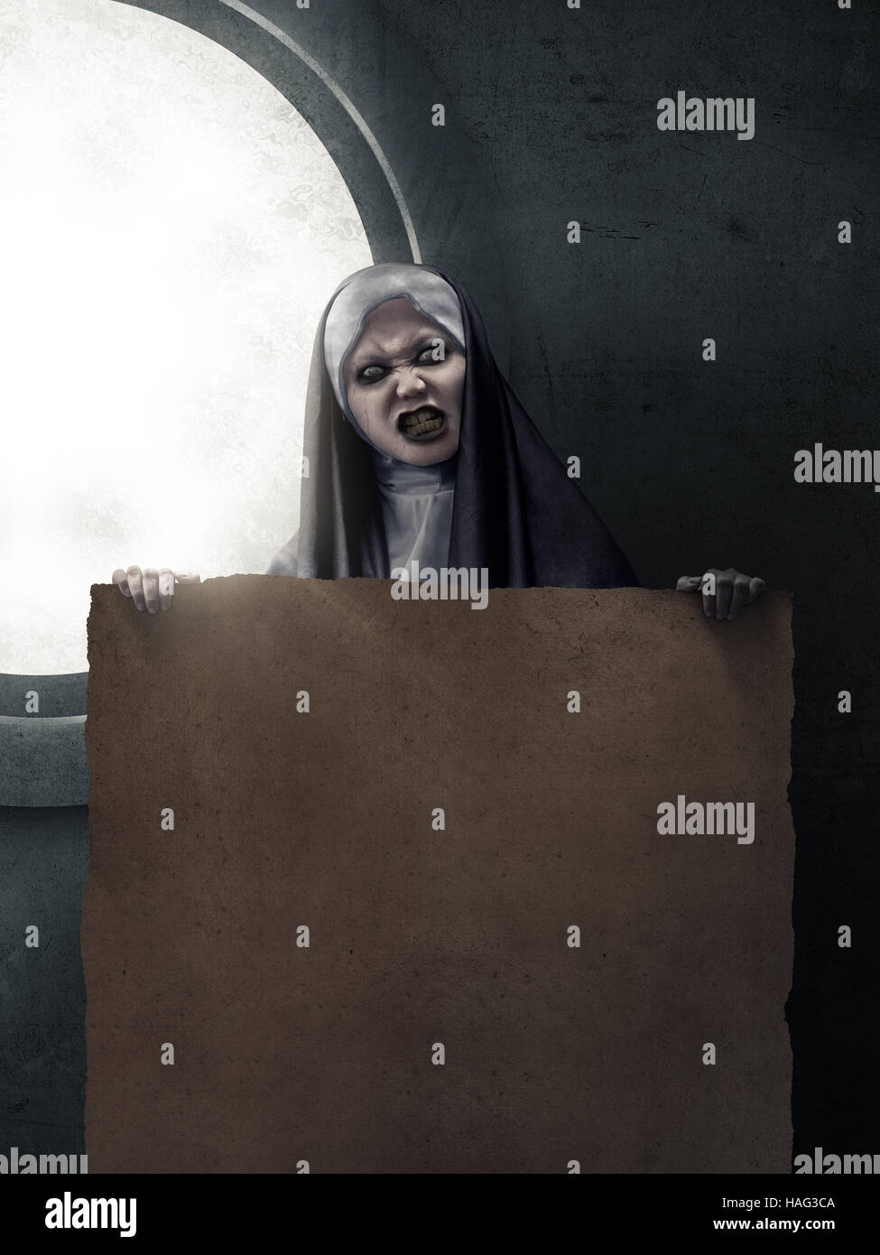 Scary devil nun for halloween concept image Stock Photo - Alamy