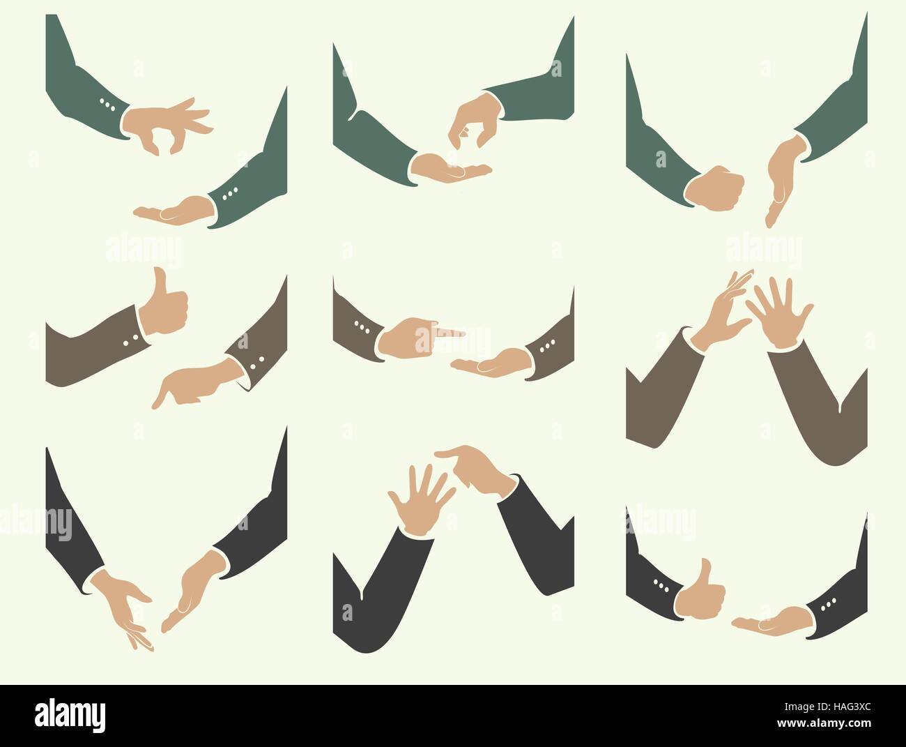 set of emotions and actions of hand movements Stock Vector Image & Art ...