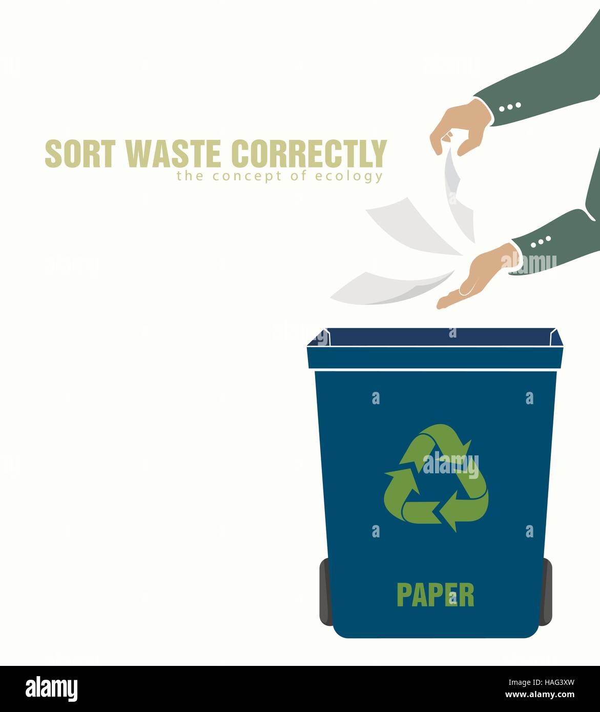 sorting paper, pollution of environment concept of waste Stock Vector ...