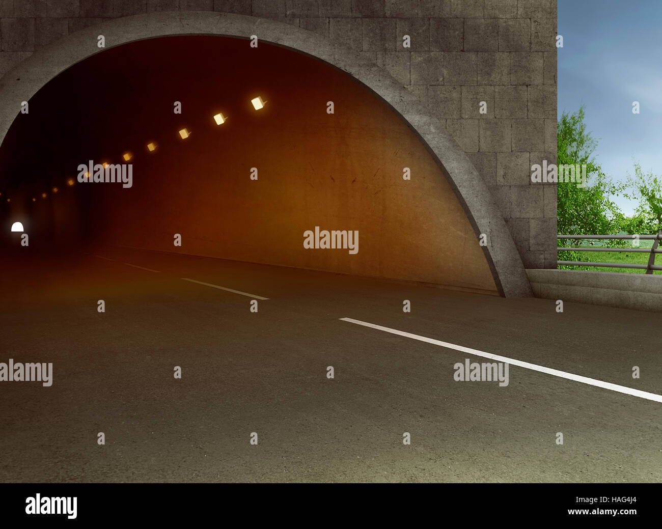 Driveway entrance highway long tunnel Stock Photo - Alamy