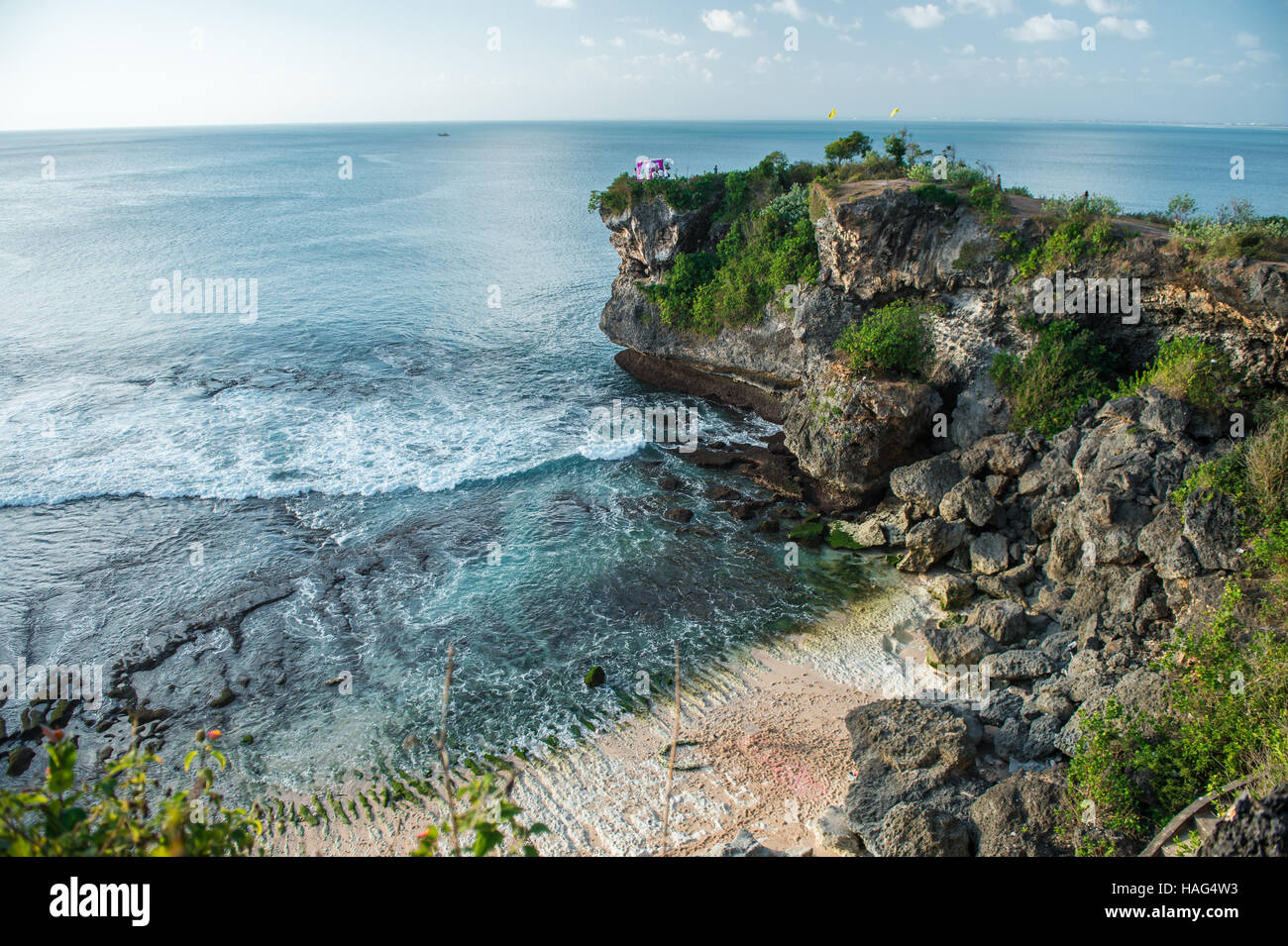 The rock stretches into the sea. The island of Bali, Indonesia ...