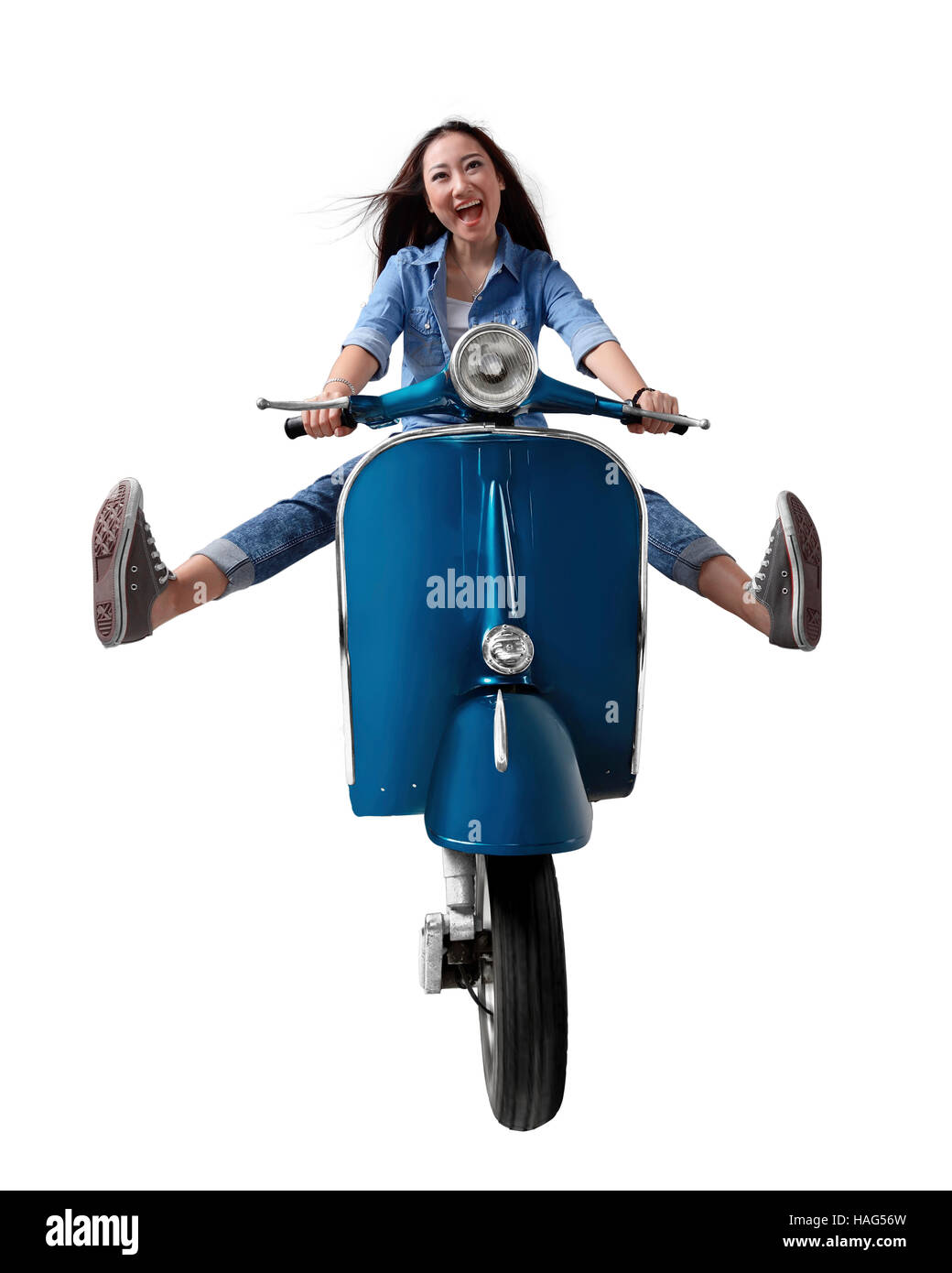 Vintage scooter and women Cut Out Stock Images & Pictures - Alamy