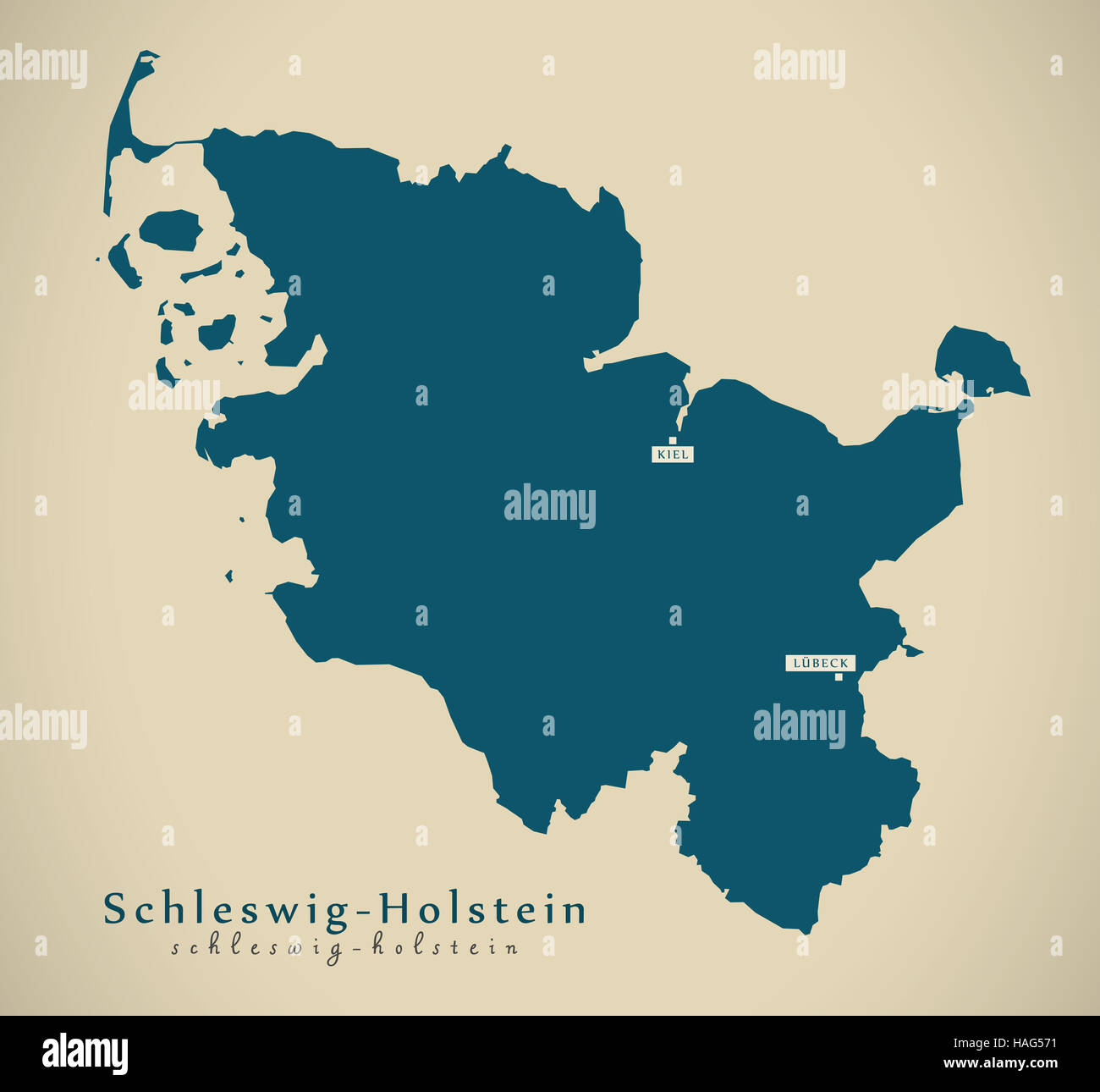 Modern Map - Schleswig Holstein DE Germany Stock Photo - Alamy