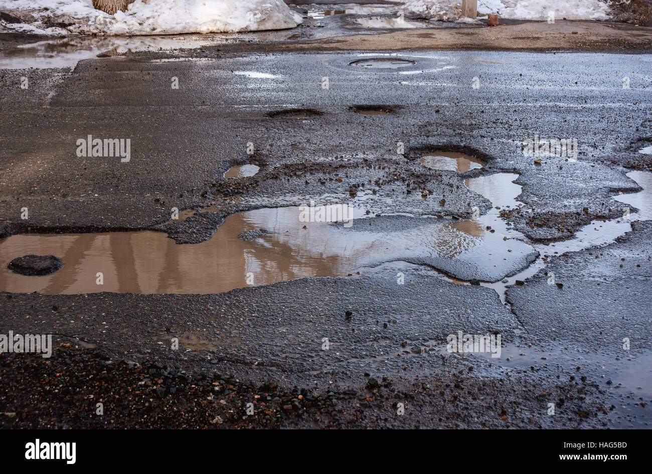 bad surface on the roadway in the city Stock Photo - Alamy