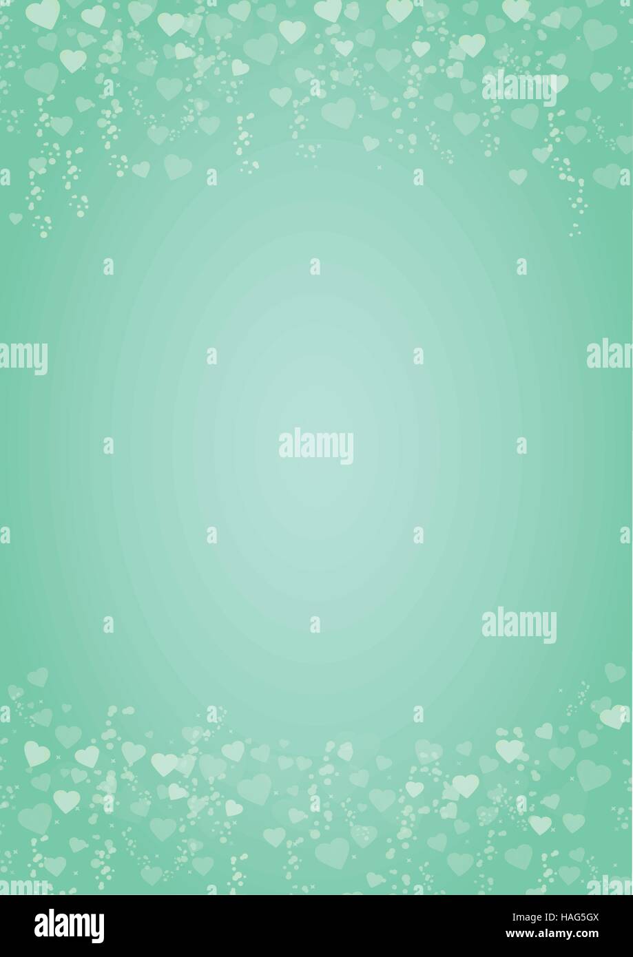 A4 size vertical mint green background with hearts header and footer ...