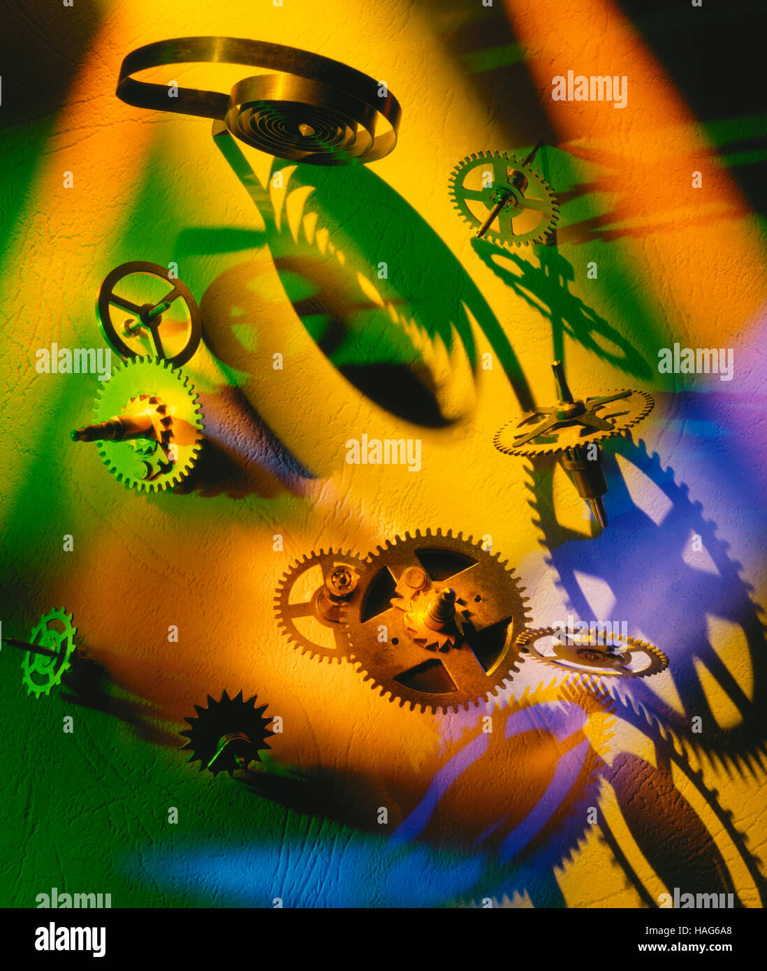 Industry - old clockwork cogs and springs Stock Photo - Alamy