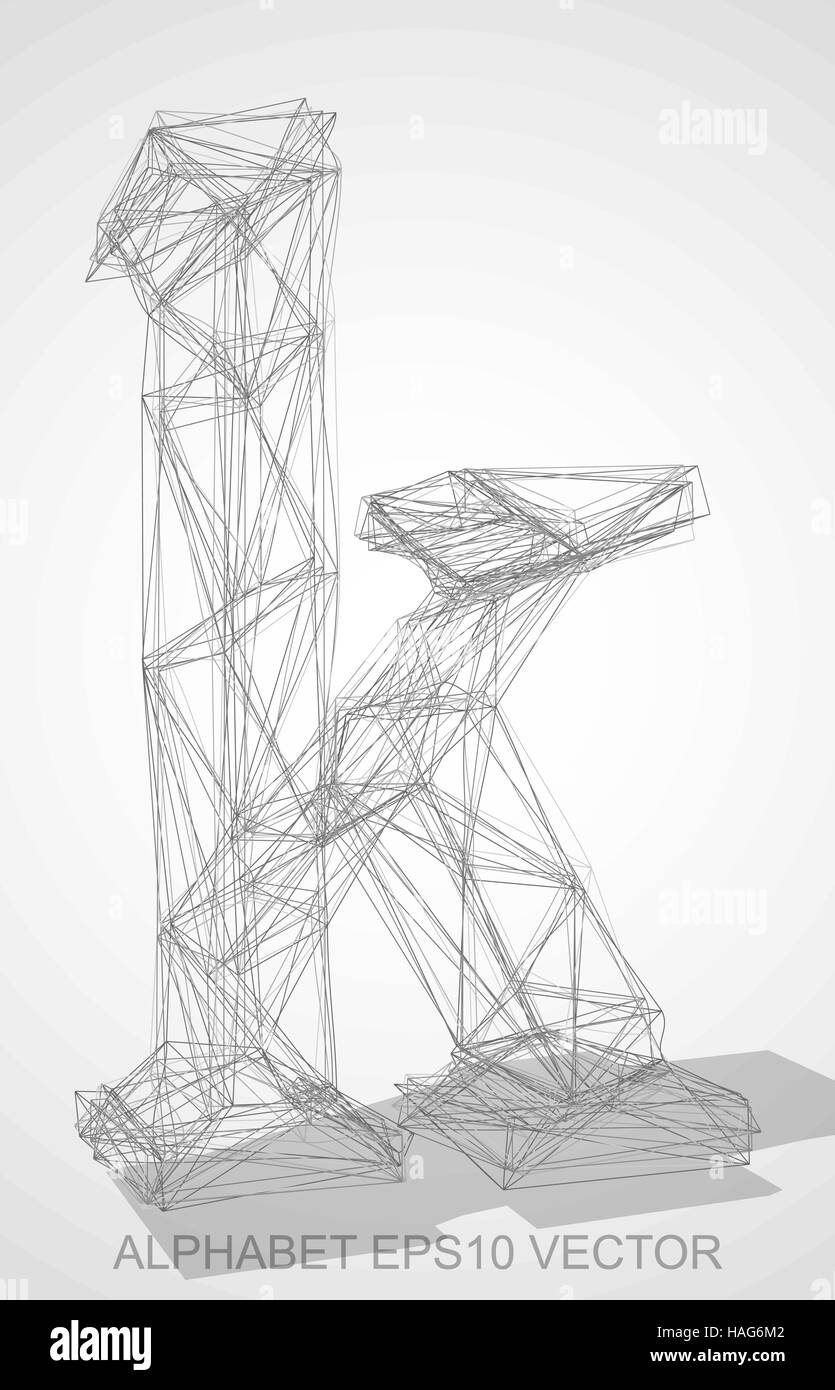 Abstract illustration of a Pencil sketched lowercase letter K with ...