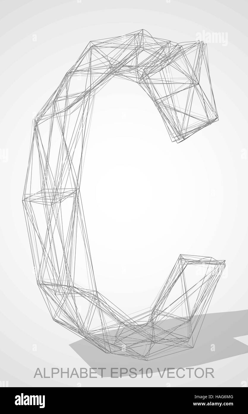 Abstract illustration of a Pencil sketched uppercase letter C with ...