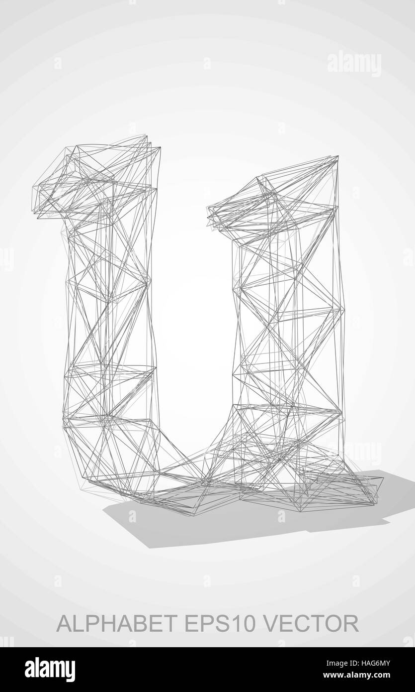 Abstract illustration of a Pencil sketched lowercase letter U with ...