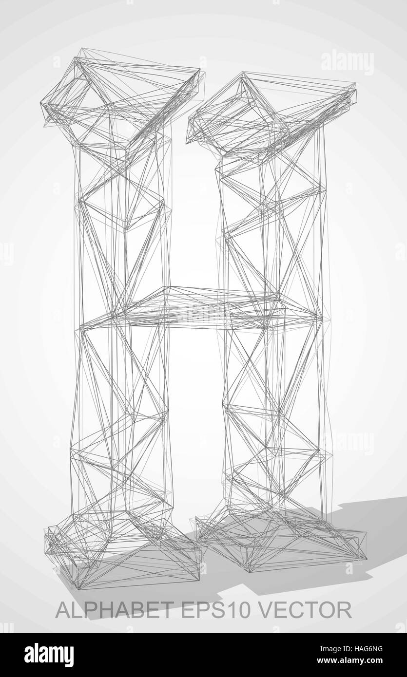 Abstract illustration of a Pencil sketched uppercase letter H with ...