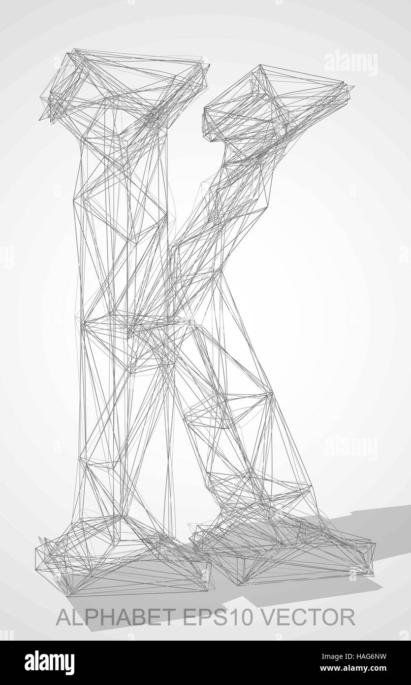 Abstract illustration of a Pencil sketched uppercase letter K with ...