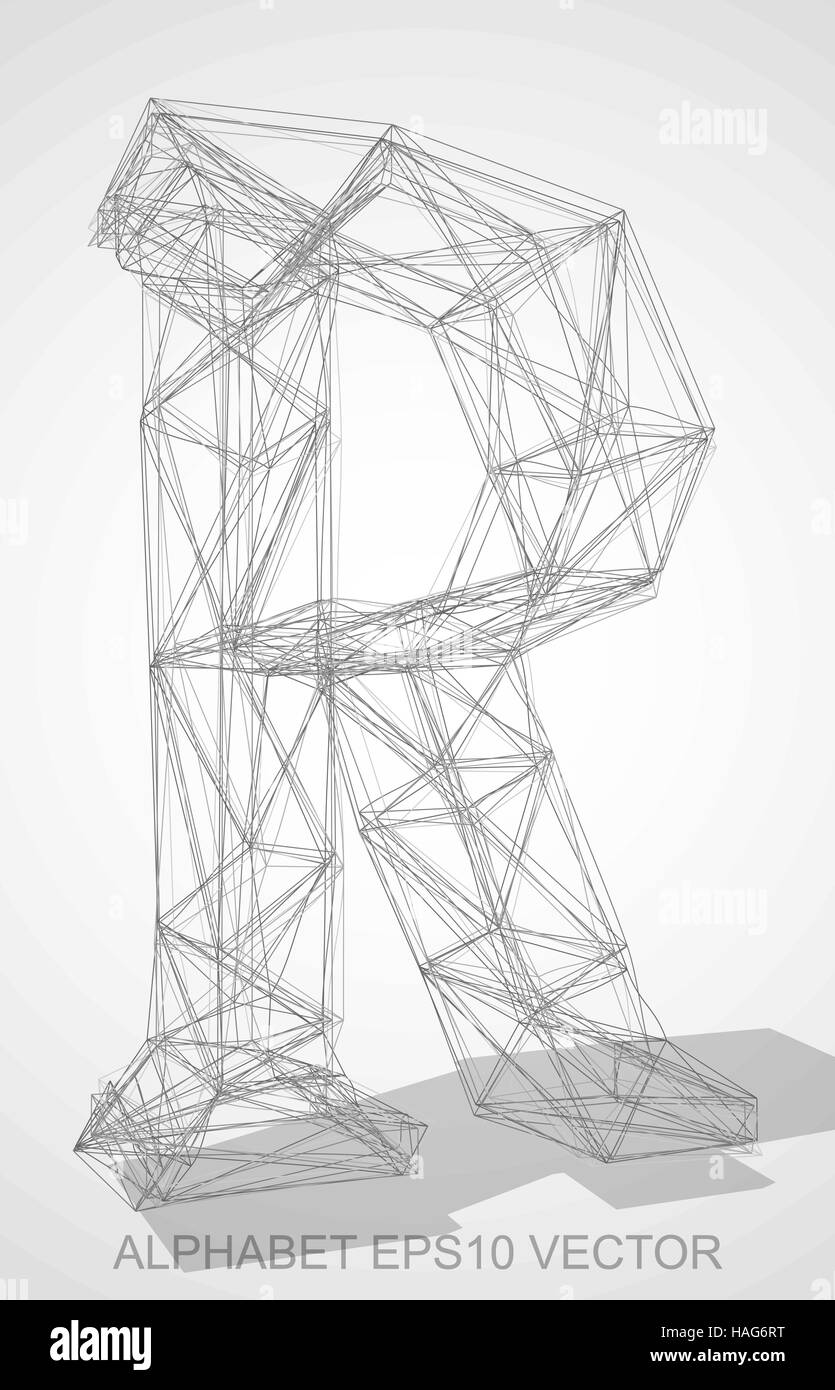 Abstract illustration of a Pencil sketched uppercase letter R with ...