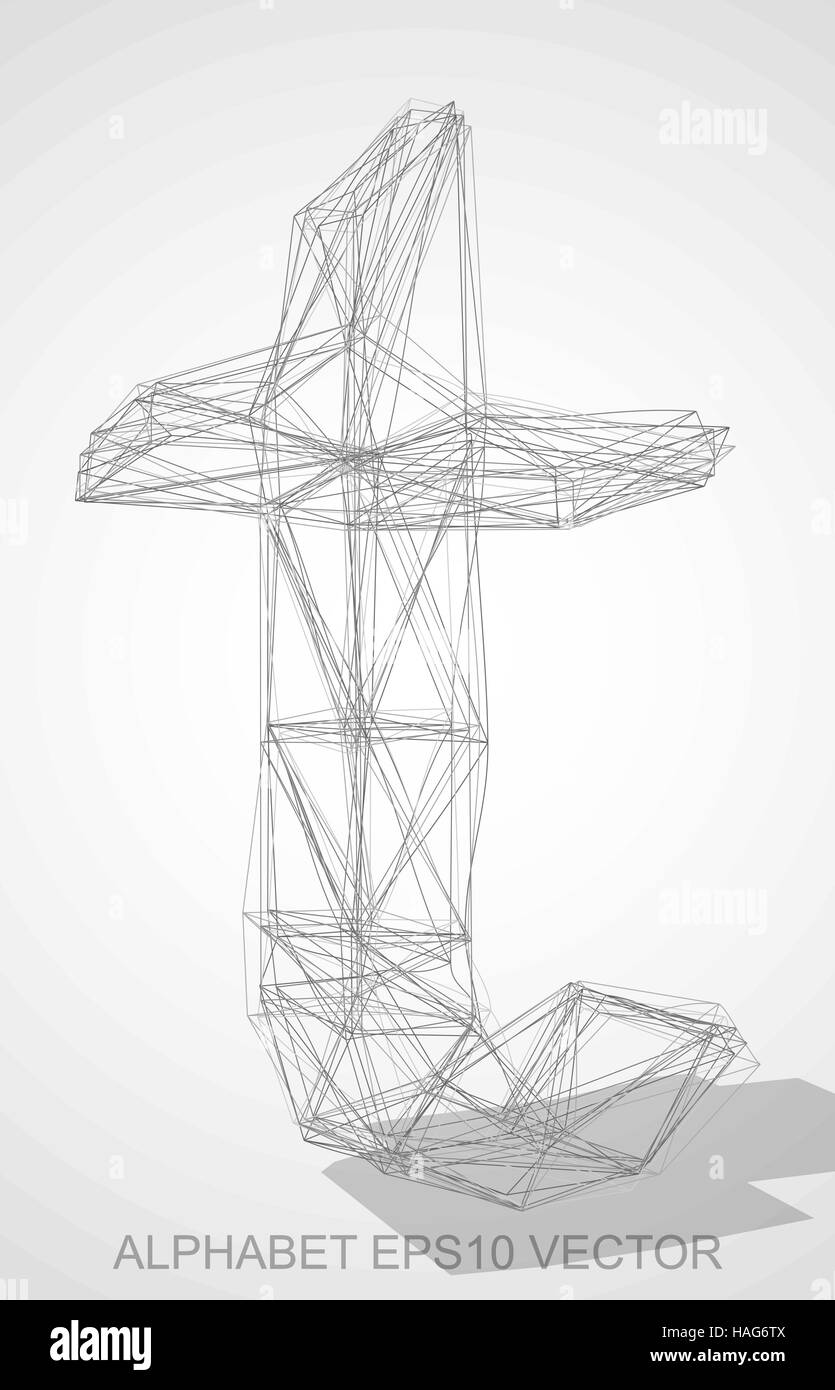 Abstract illustration of a Pencil sketched lowercase letter T with ...