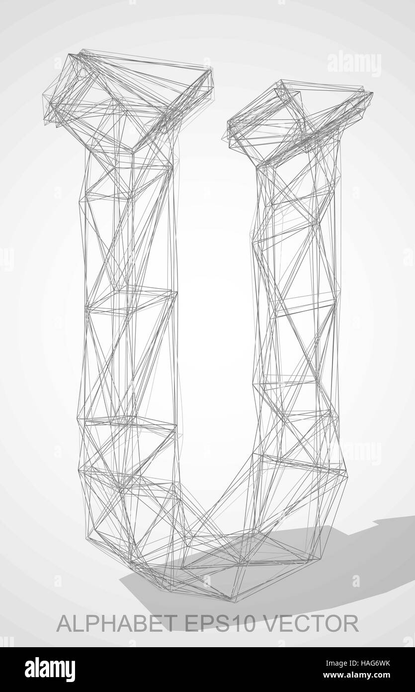 Abstract illustration of a Pencil sketched uppercase letter U with ...