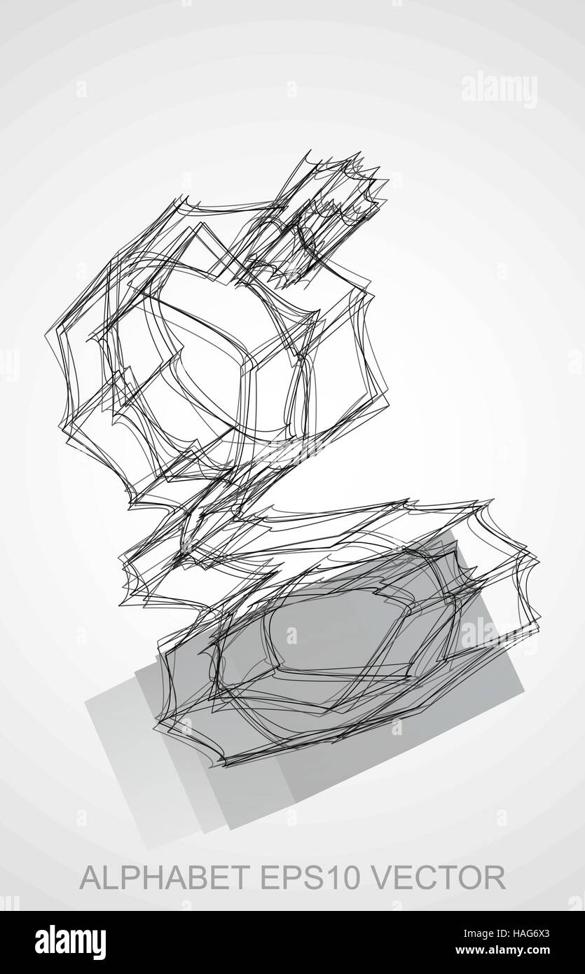 Abstract illustration of a Ink sketched lowercase letter G with ...