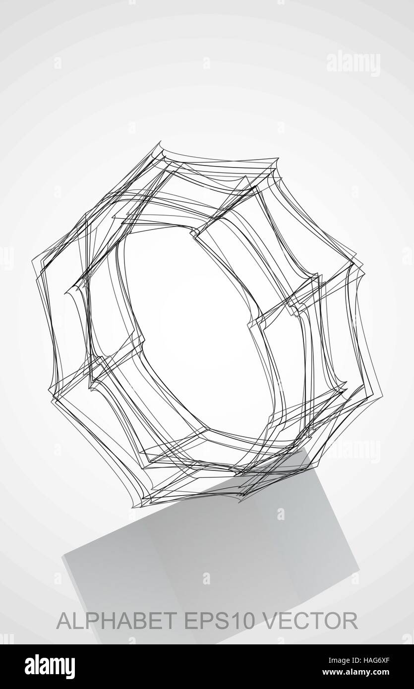 Abstract illustration of a Ink sketched lowercase letter O with ...