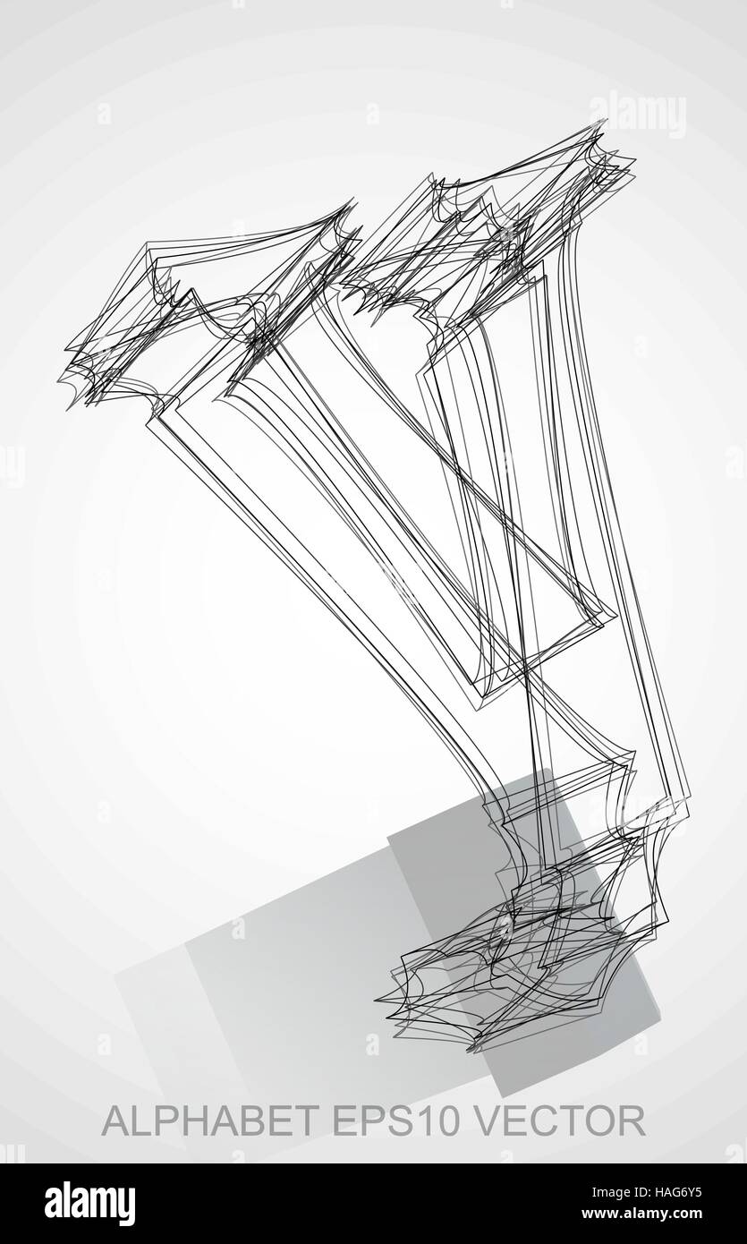 Abstract illustration of a Ink sketched lowercase letter Y with ...