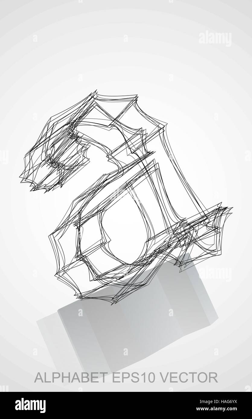 Abstract illustration of a Ink sketched lowercase letter A with ...