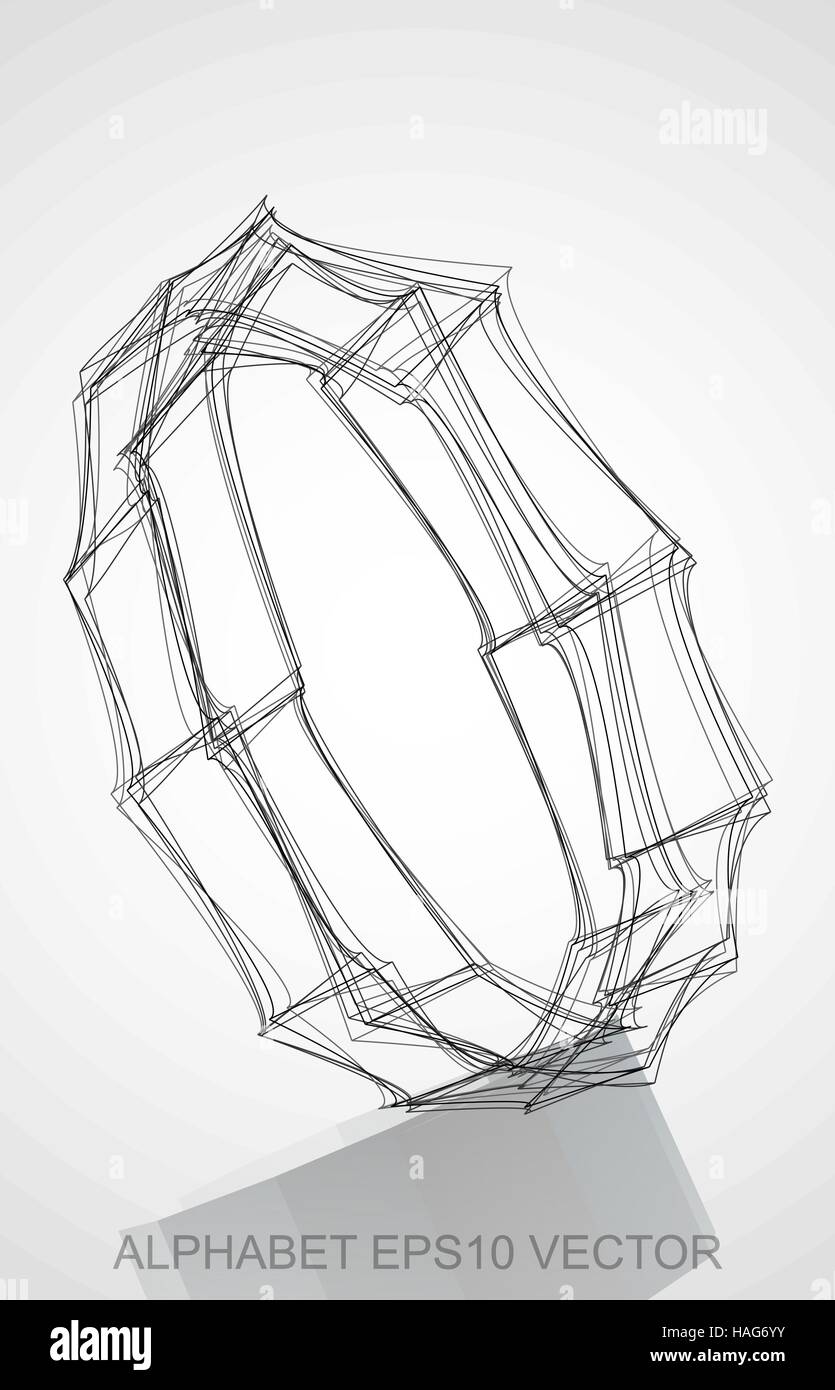 Abstract illustration of a Ink sketched uppercase letter O with ...