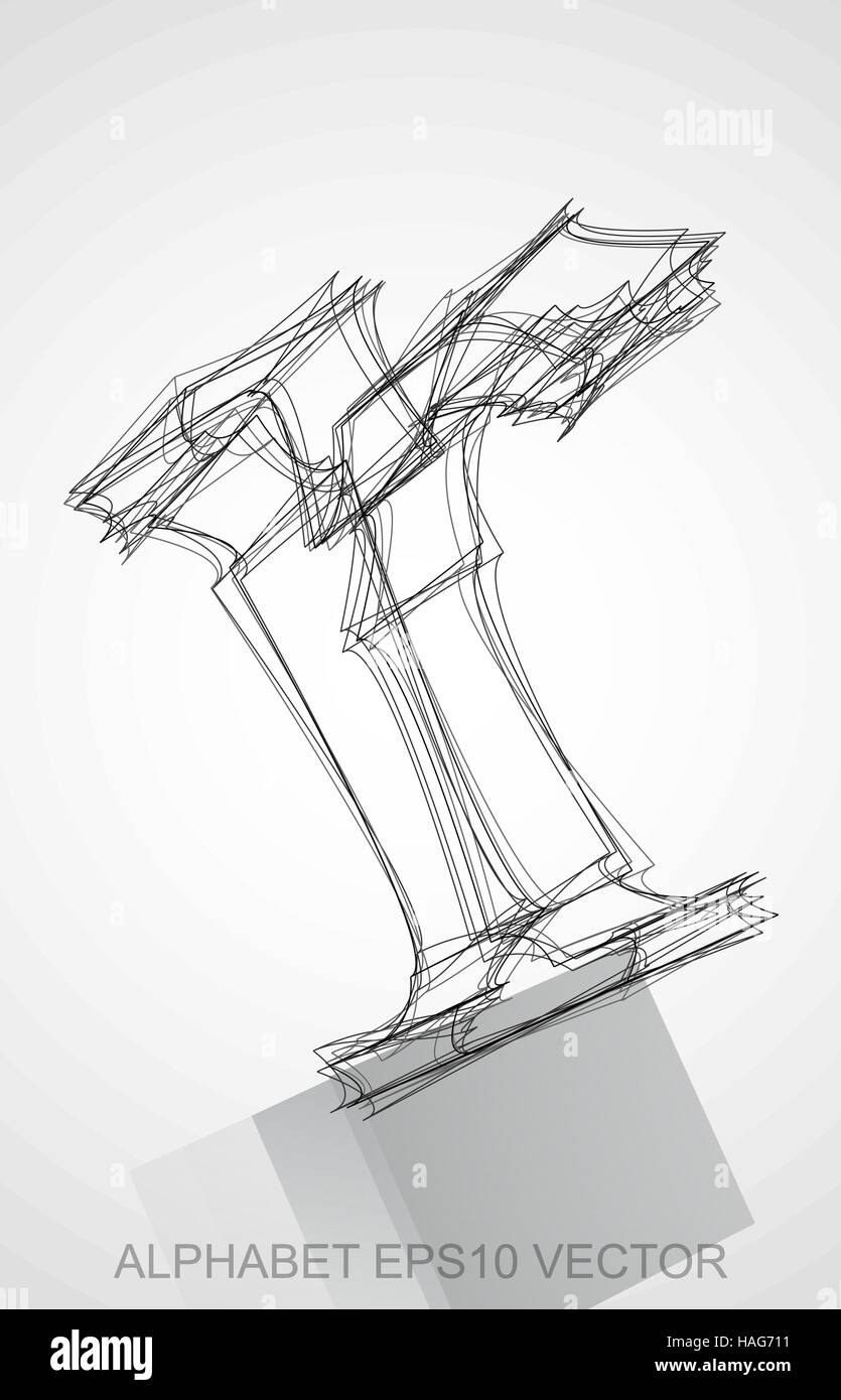 Abstract illustration of a Ink sketched lowercase letter R with ...