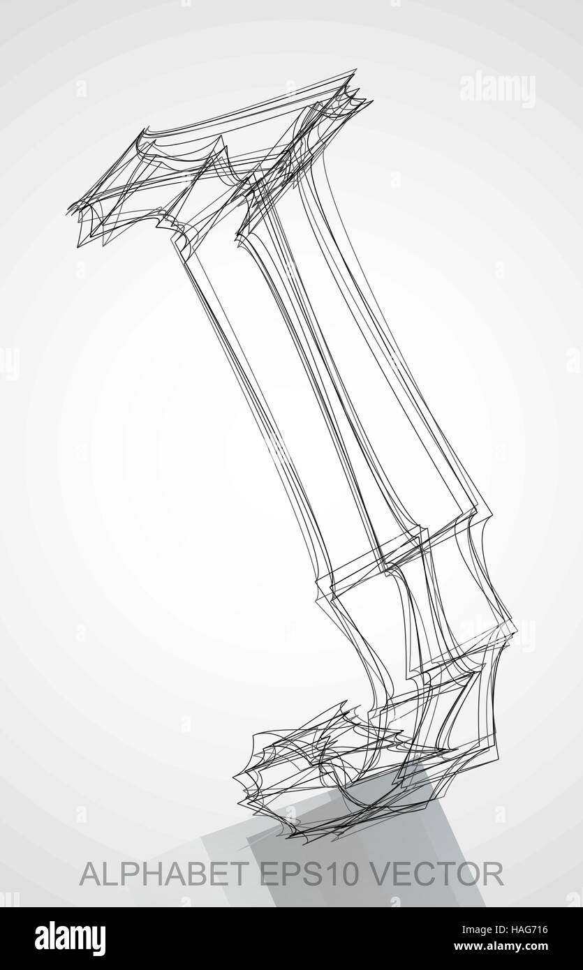 Abstract illustration of a Ink sketched uppercase letter J with ...