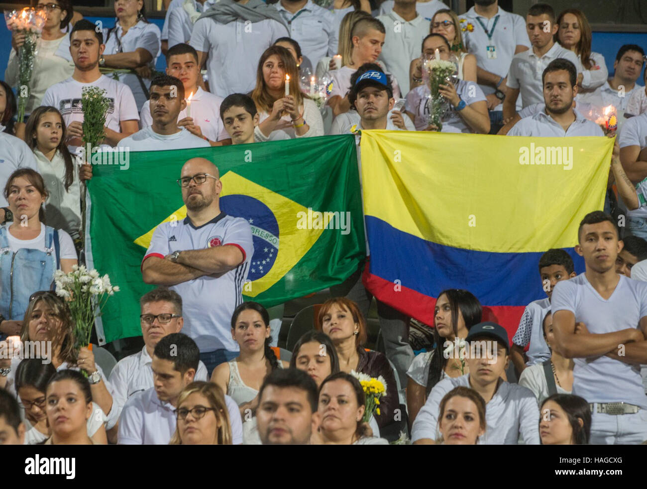 Medellin, Colombia. 30th Nov, 2016. Thousands of people gathered at ...