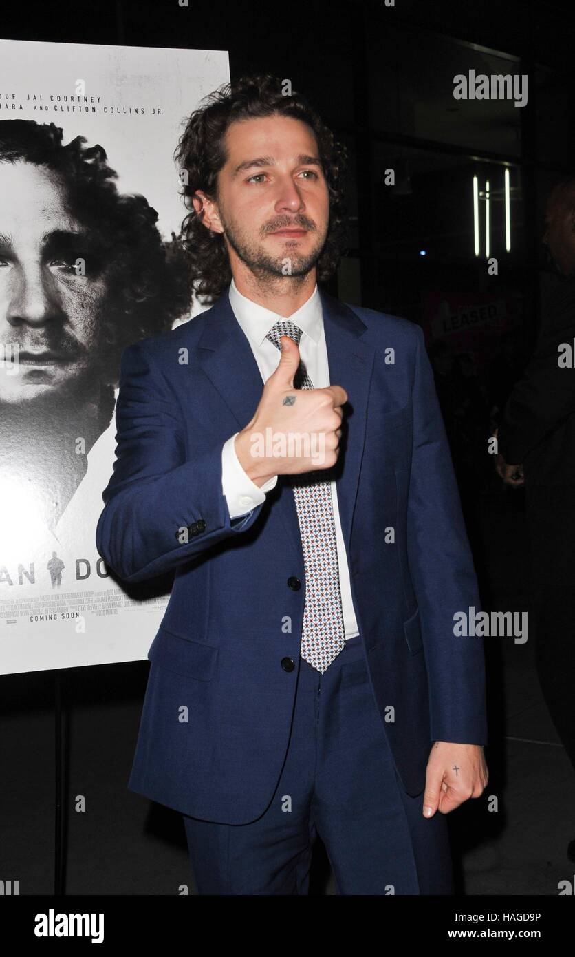 Los Angeles, California, USA. 30th Nov, 2016. Shia LaBeouf at arrivals ...