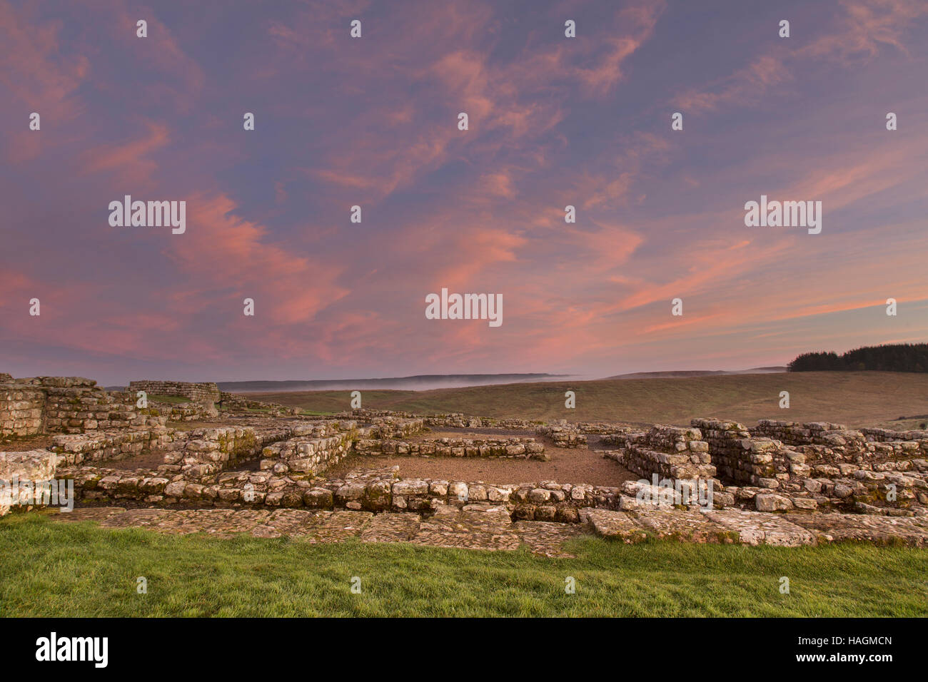 Housesteads, Hadrian's Wall, Northumberland - looking north across the ...