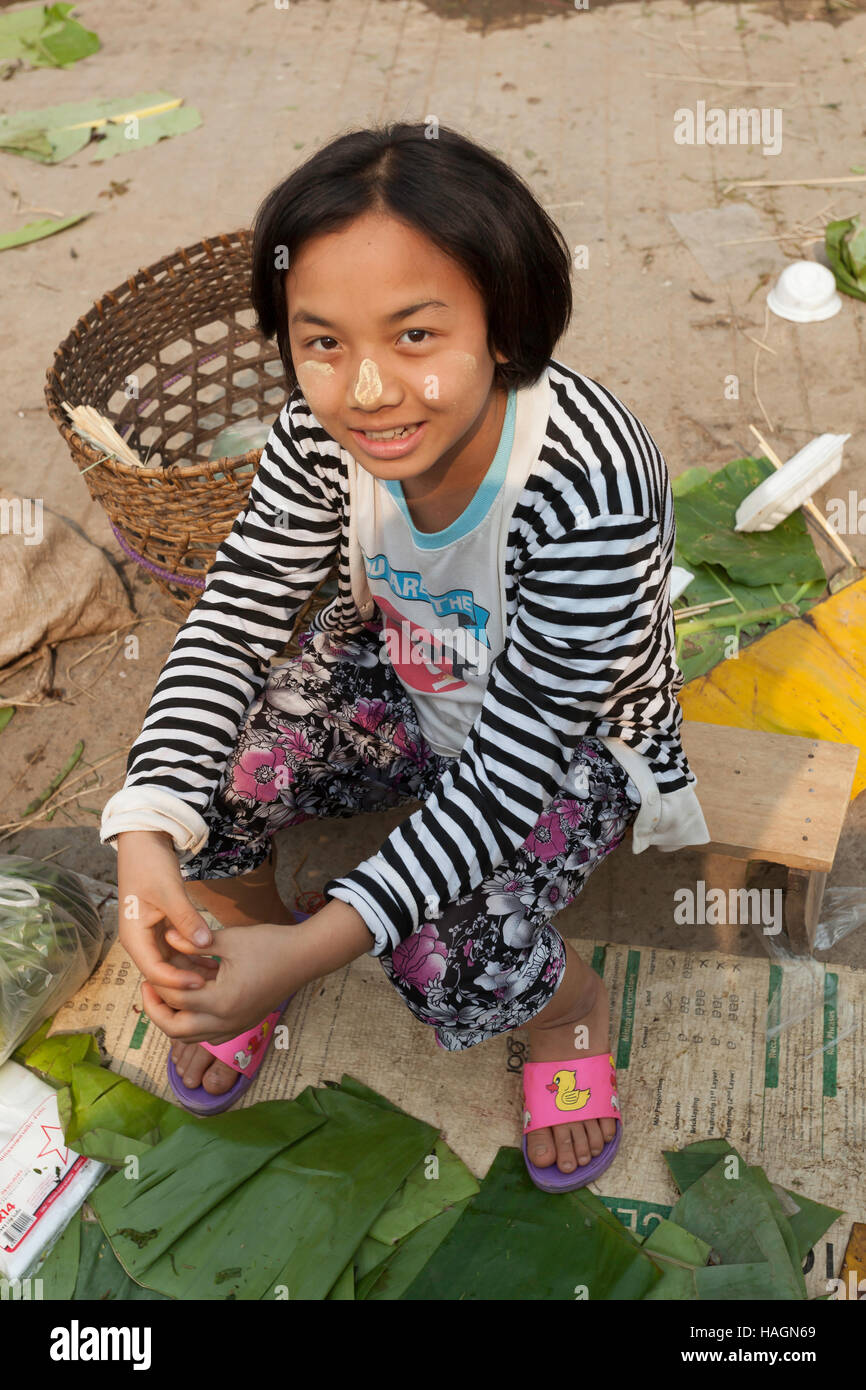 Young girl, age 12 in Myanmar, Burma, Namu-op. Happy Akha children in ...
