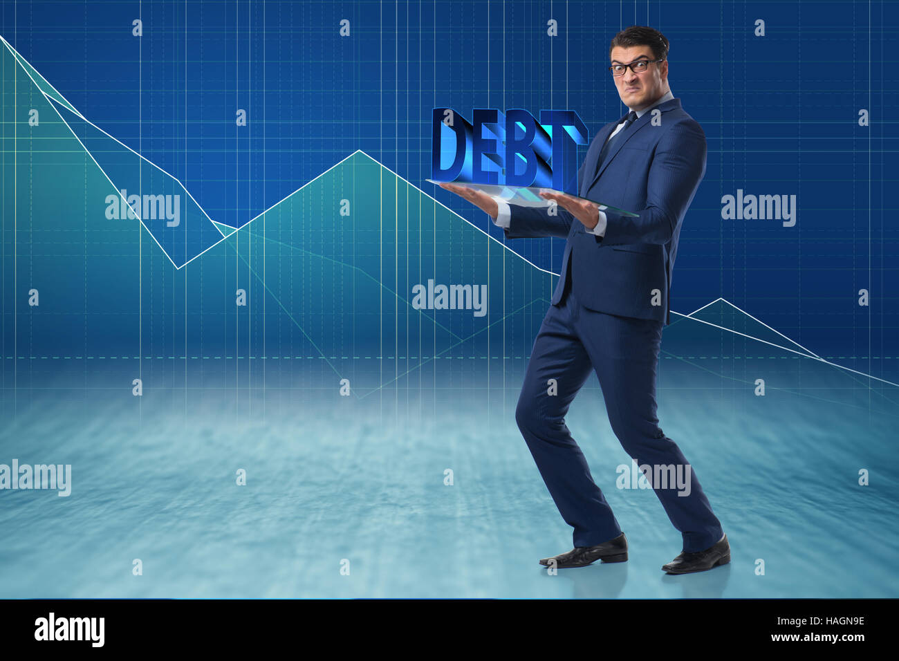 Man struggling with high debt Stock Photo - Alamy