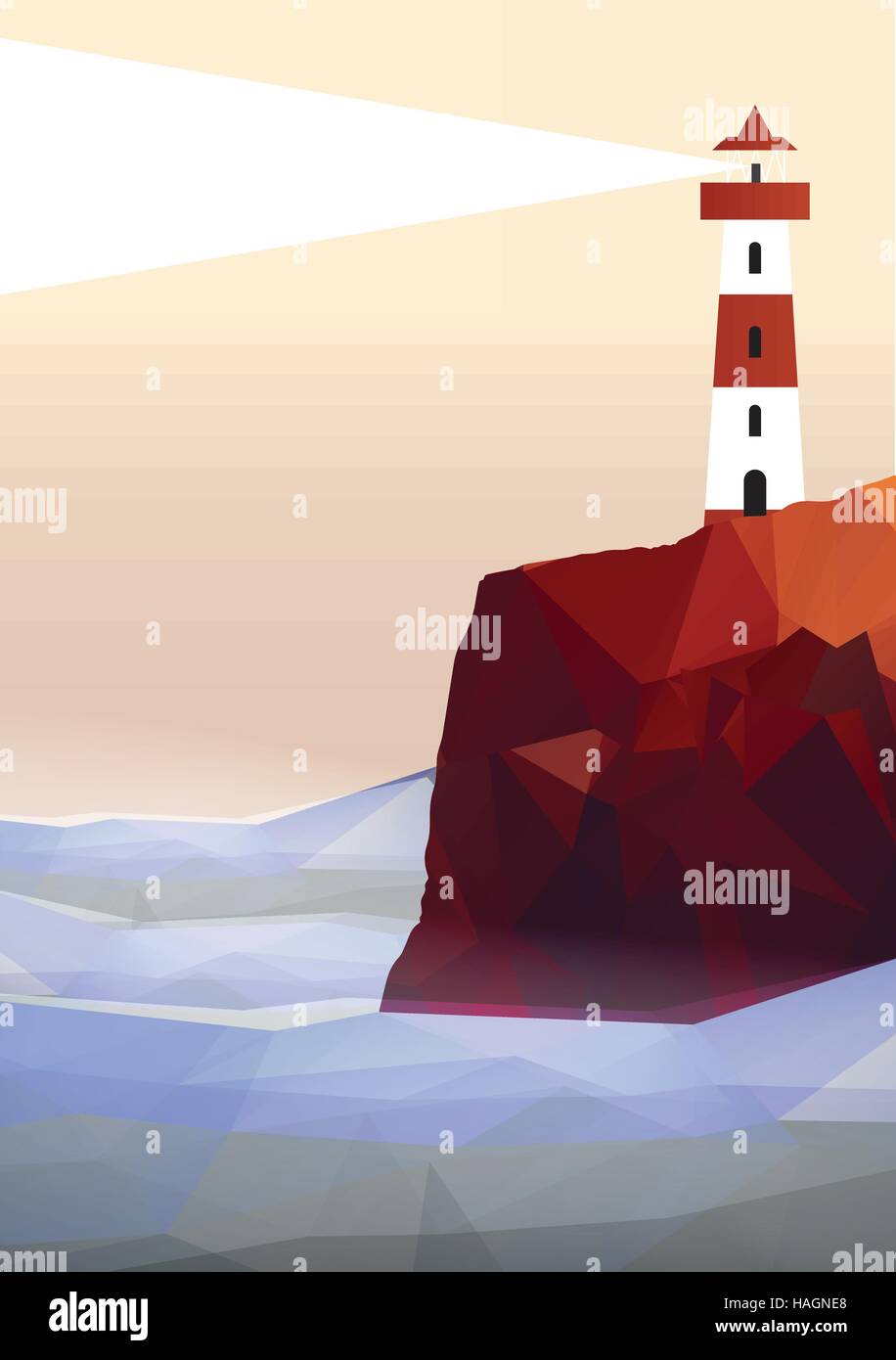 Lighthouse with Navigation Light - Vector Illustration Stock Vector ...
