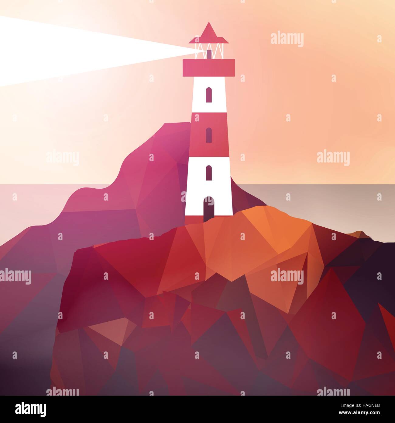 Lighthouse with Navigation Light - Vector Illustration Stock Vector ...