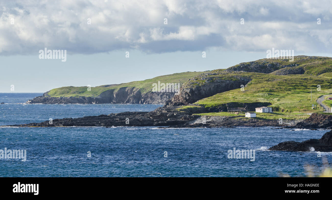 Elliston cliffs, Newfoundland, hillsides and shoreline. Coastline in ...