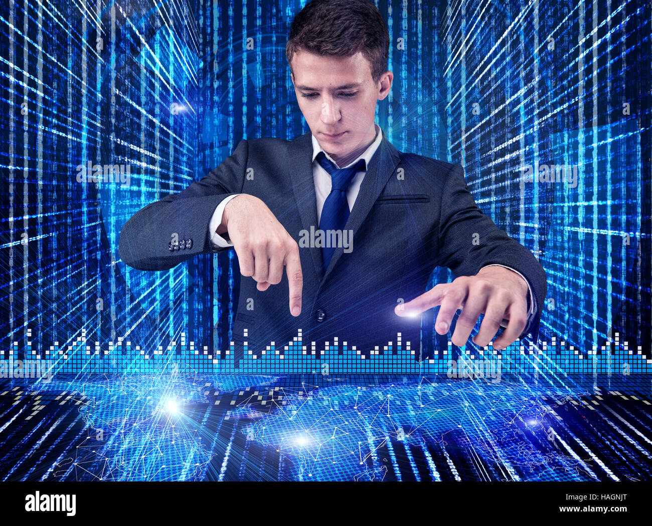 BUsinessman in futuristic computing concept Stock Photo - Alamy
