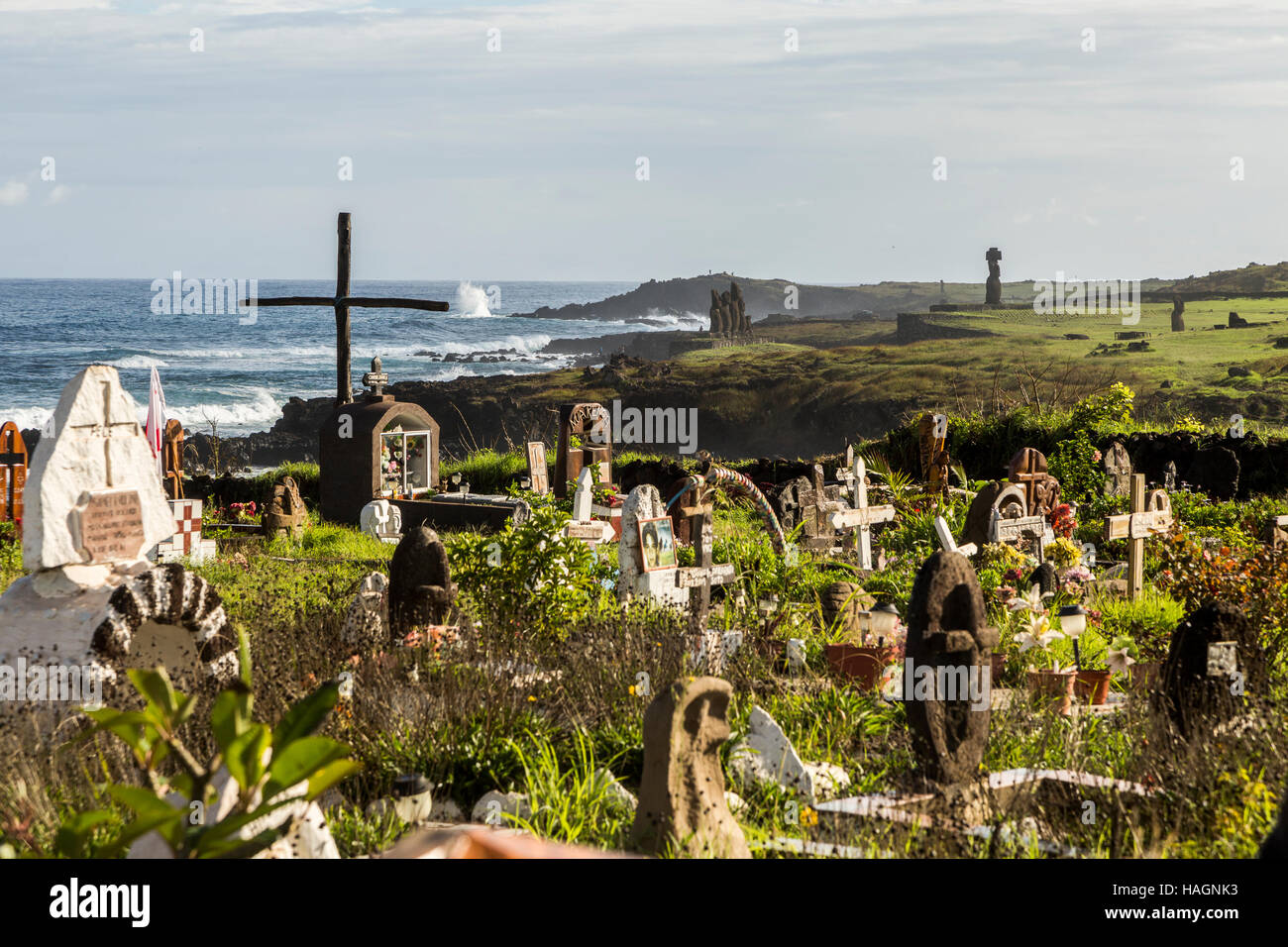 Cemetery in Hanga Roa, Easter Island (Rapa Nui Stock Photo - Alamy