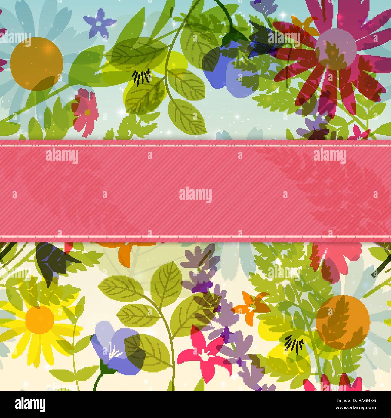 Abstract Natural Spring Background with Flowers and Leaves. Vect Stock ...