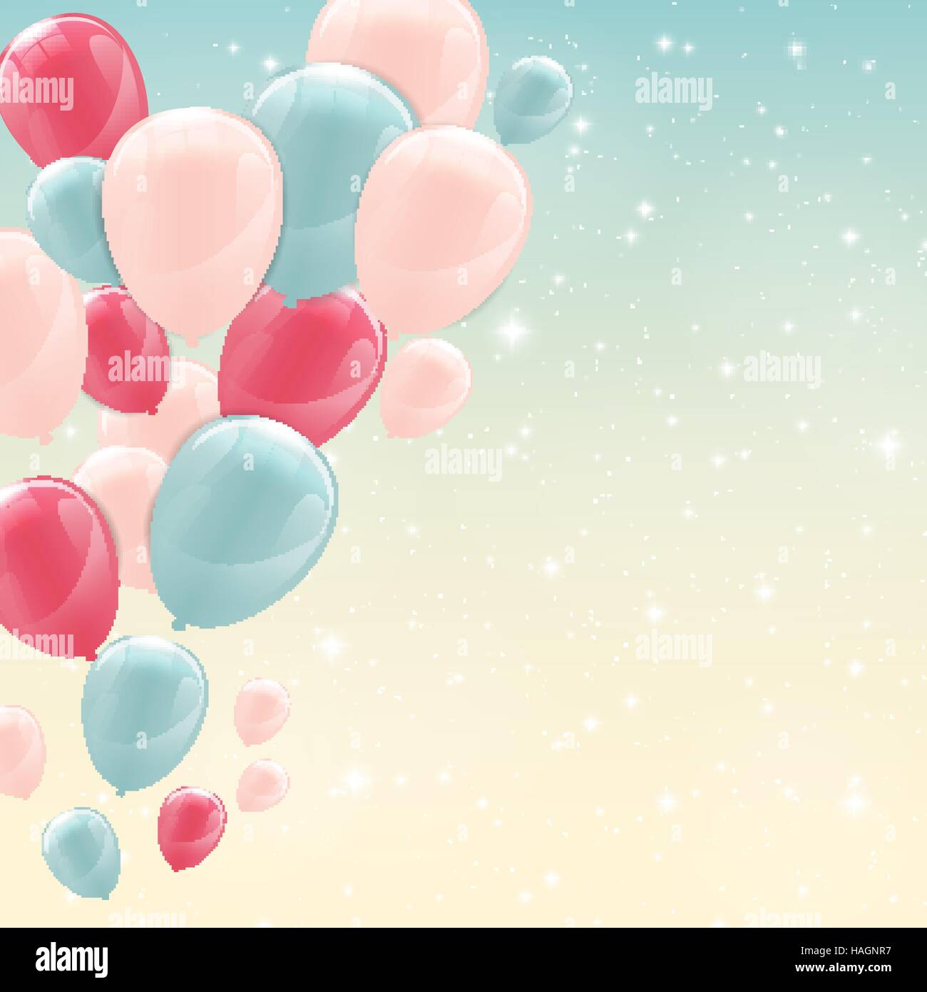 Color Glossy Happy Birthday Balloons Banner Background Vector Il Stock ...