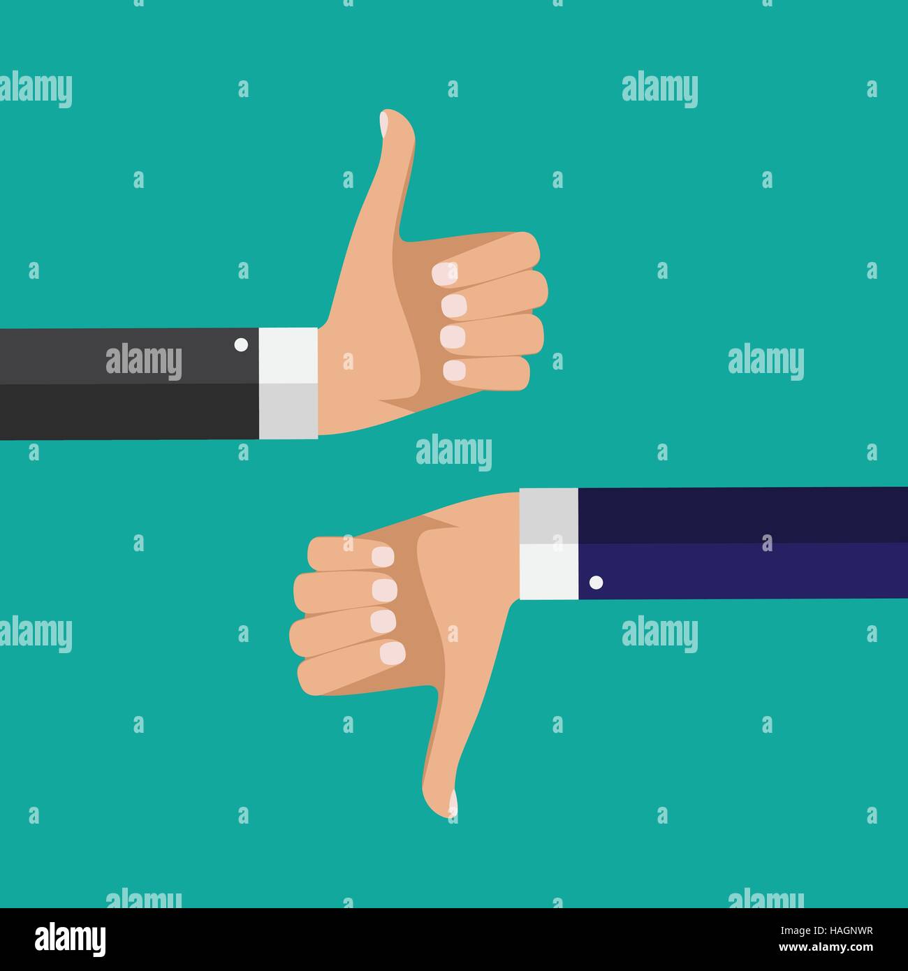 Flat Design Thumbs Up and Down Background . Vector Illustration Stock ...