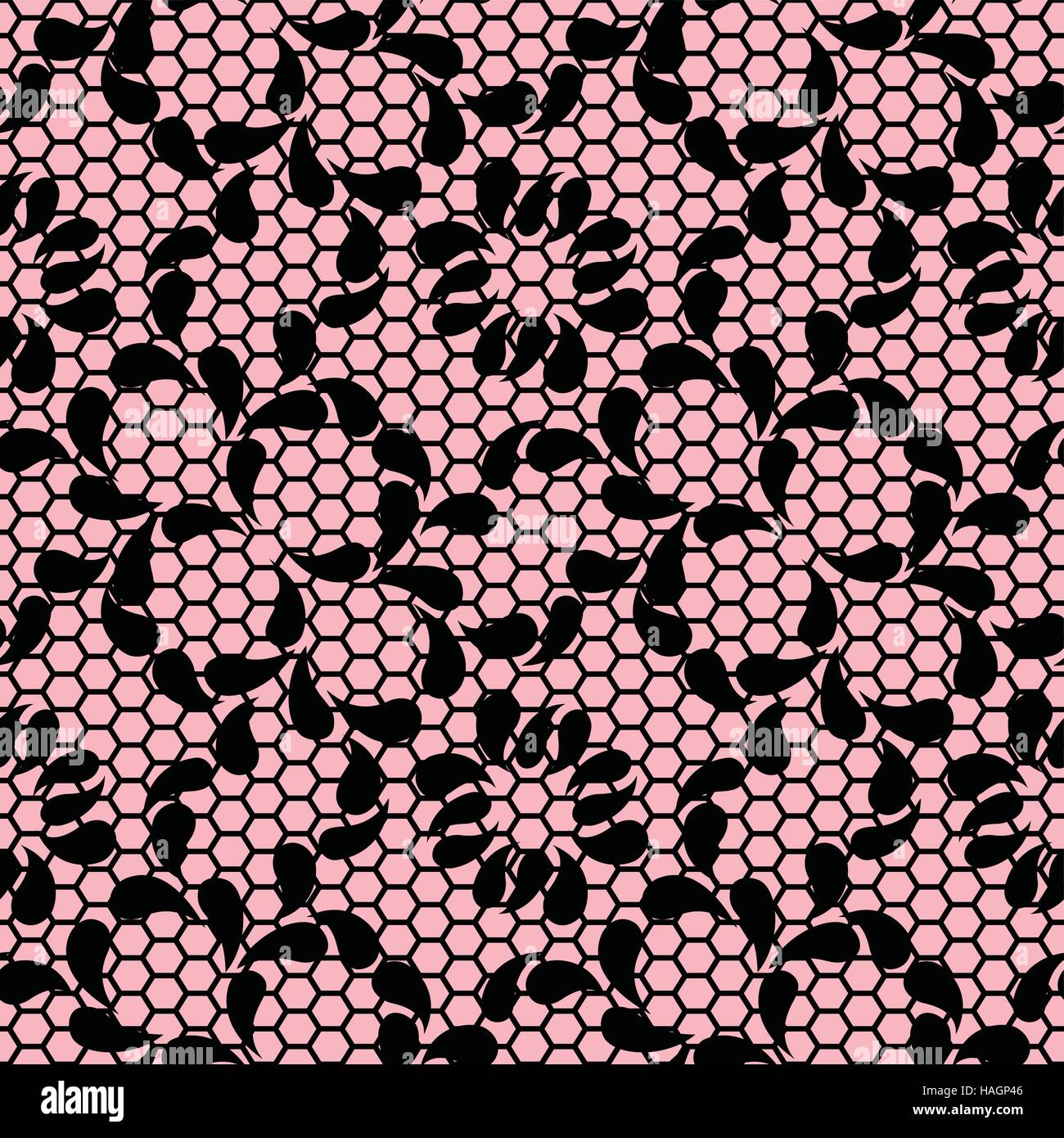 Seamless black lace pattern on pink background Stock Vector Image & Art ...