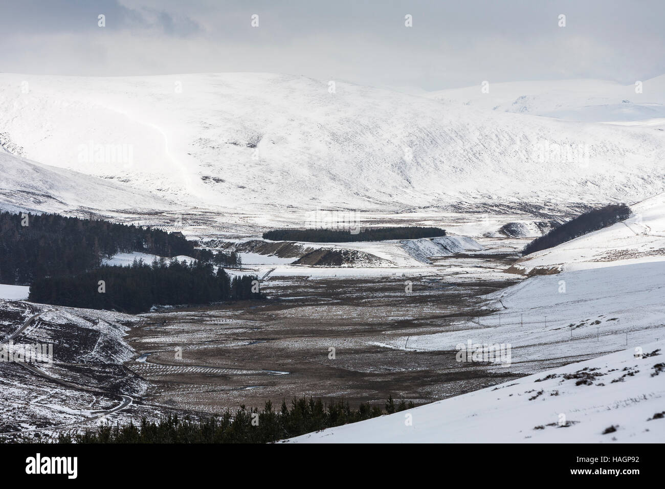 Gairn Pass in winter in the Cairngorms National Park ,Scotland Stock ...
