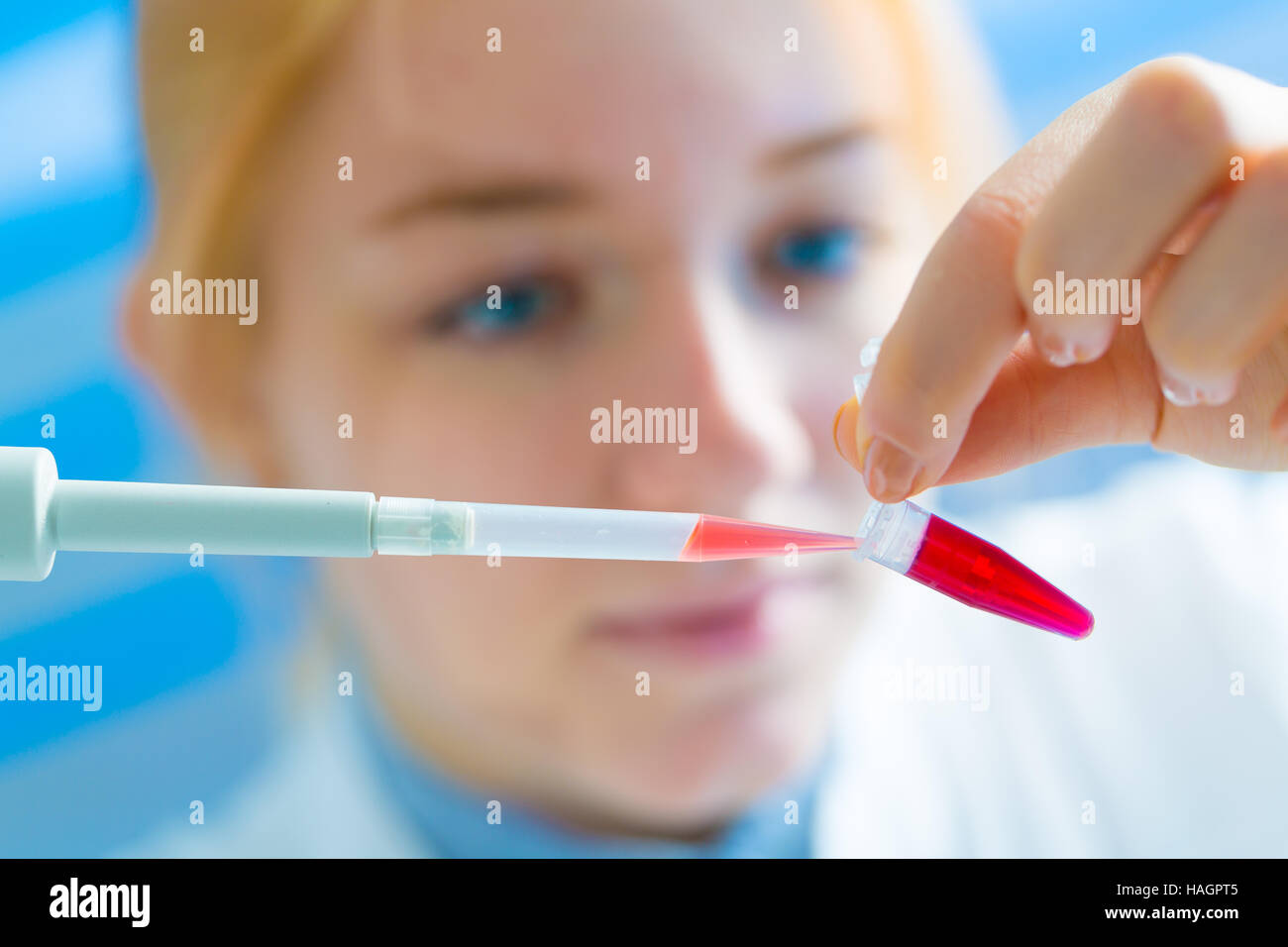 Young woman technician use pipette in laboratory Stock Photo - Alamy