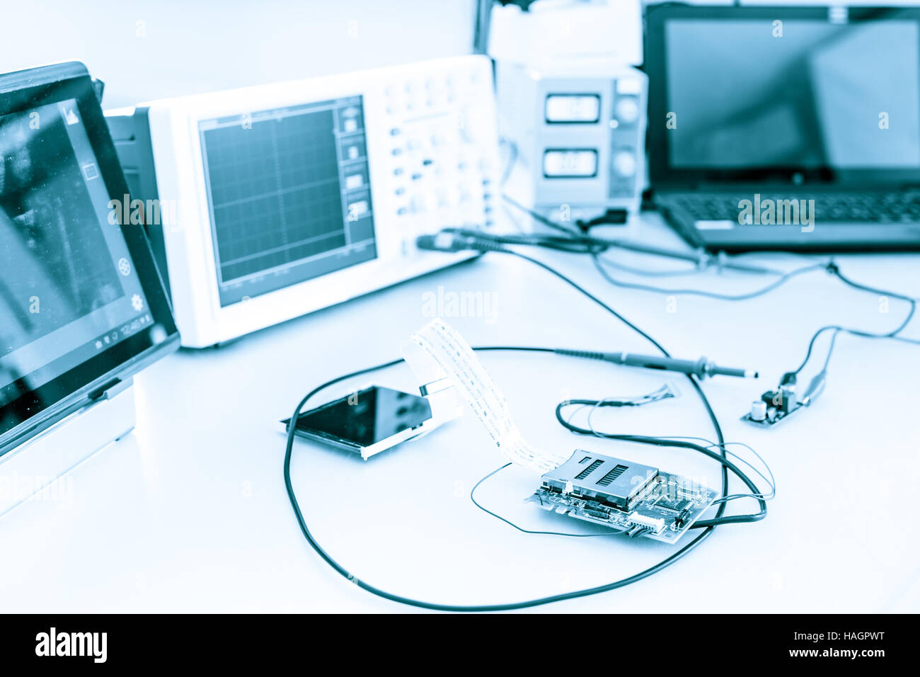 Measuring devices in the electronics lab Stock Photo - Alamy